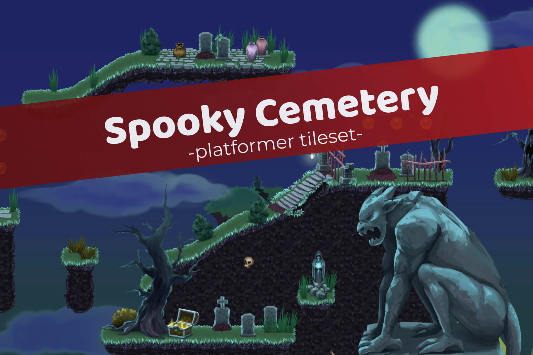 Spooky Cemetery - Game Tileset by ludicarts