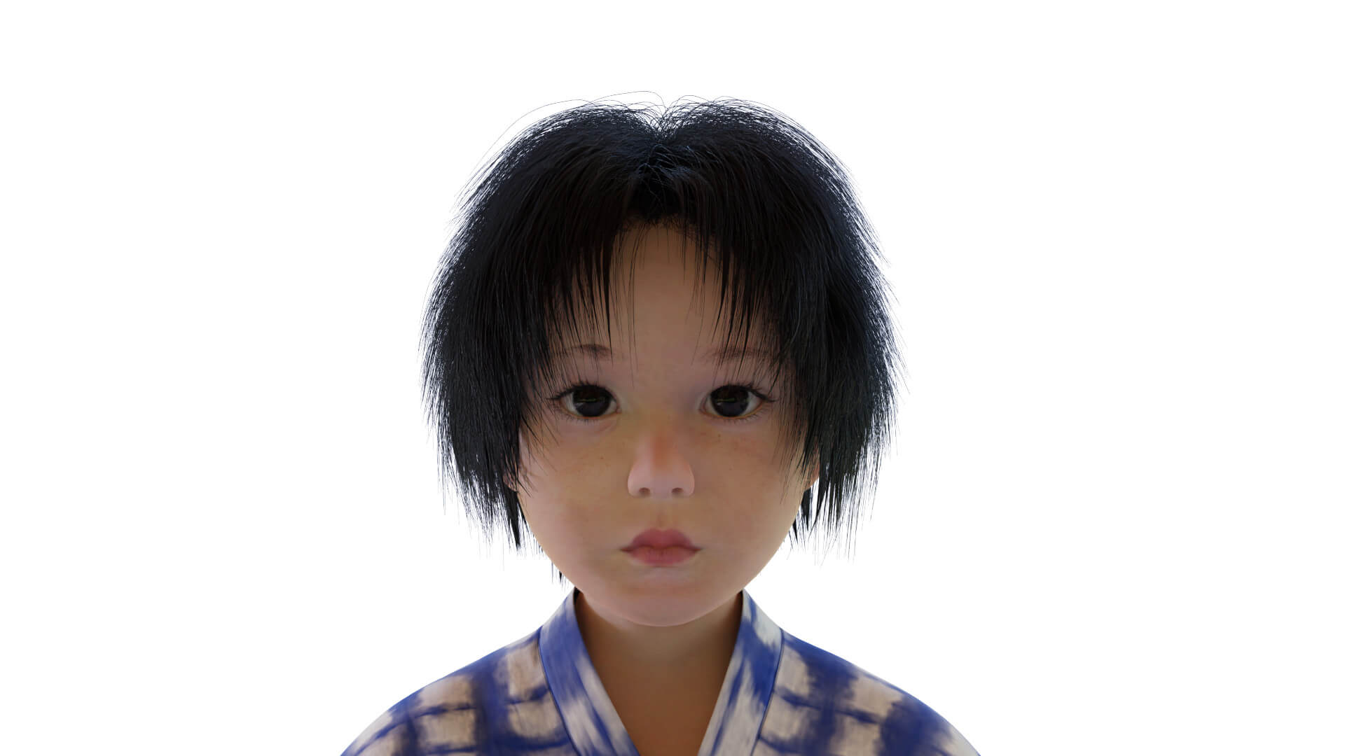 A Child in a Kimono Little Kano - 3D Model by ludmi
