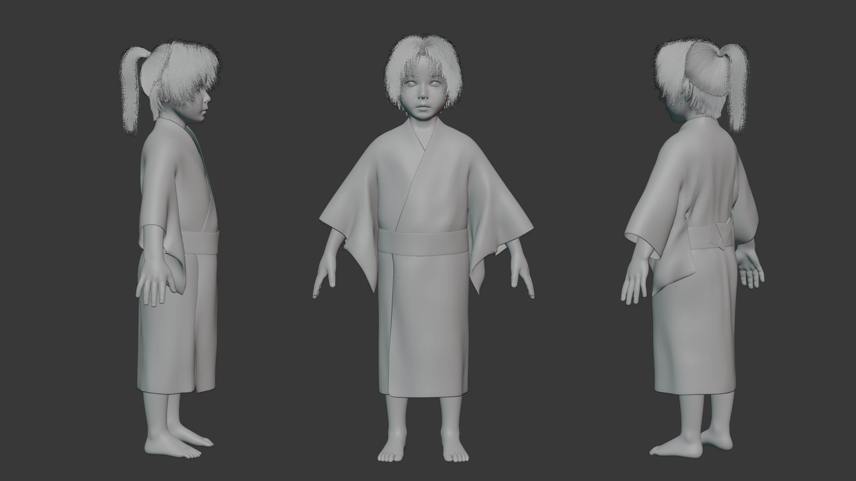 A Child in a Kimono Little Kano - 3D Model by ludmi