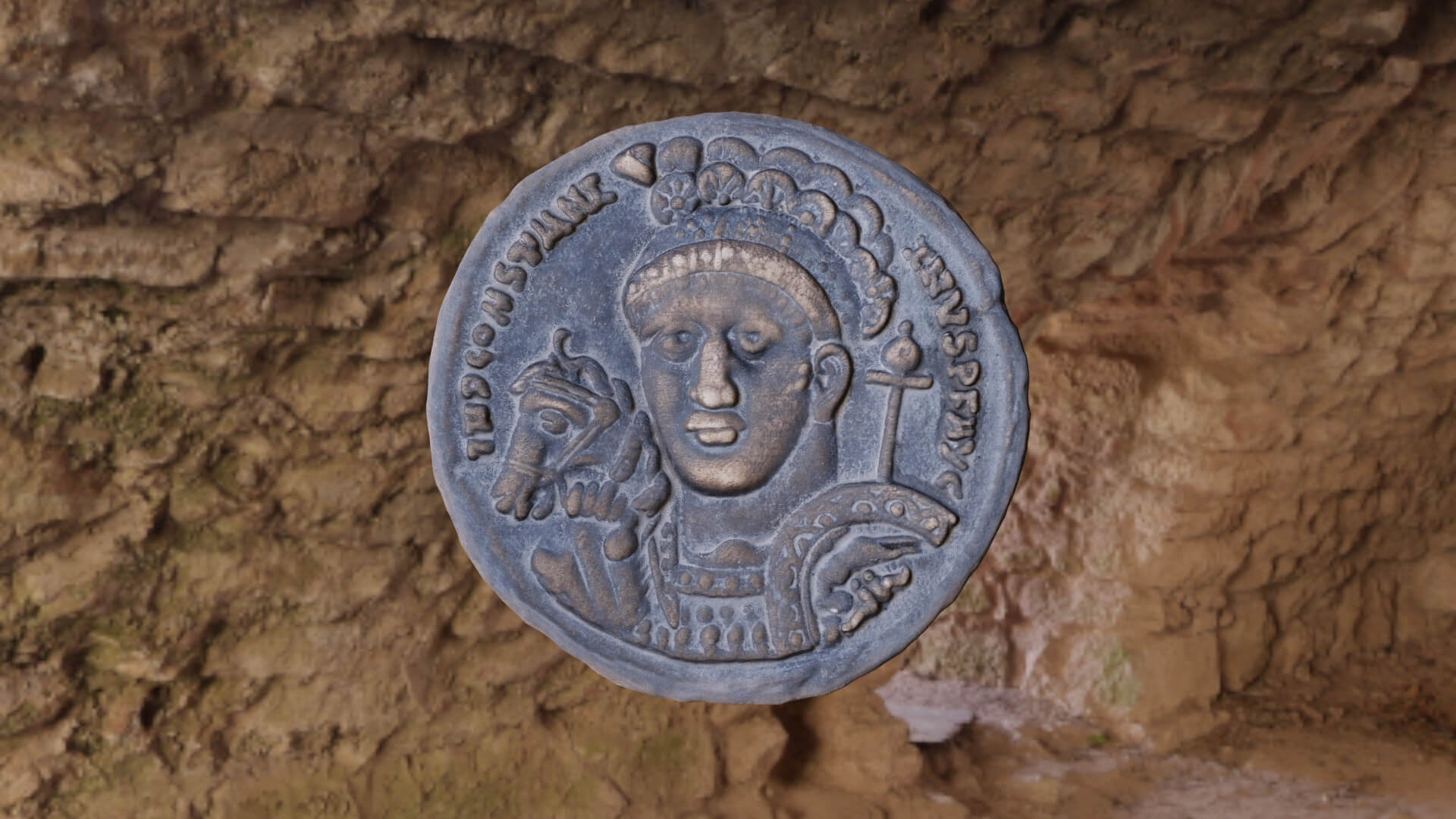 Coin Constantine and Labarum - 3D Model by ludmi