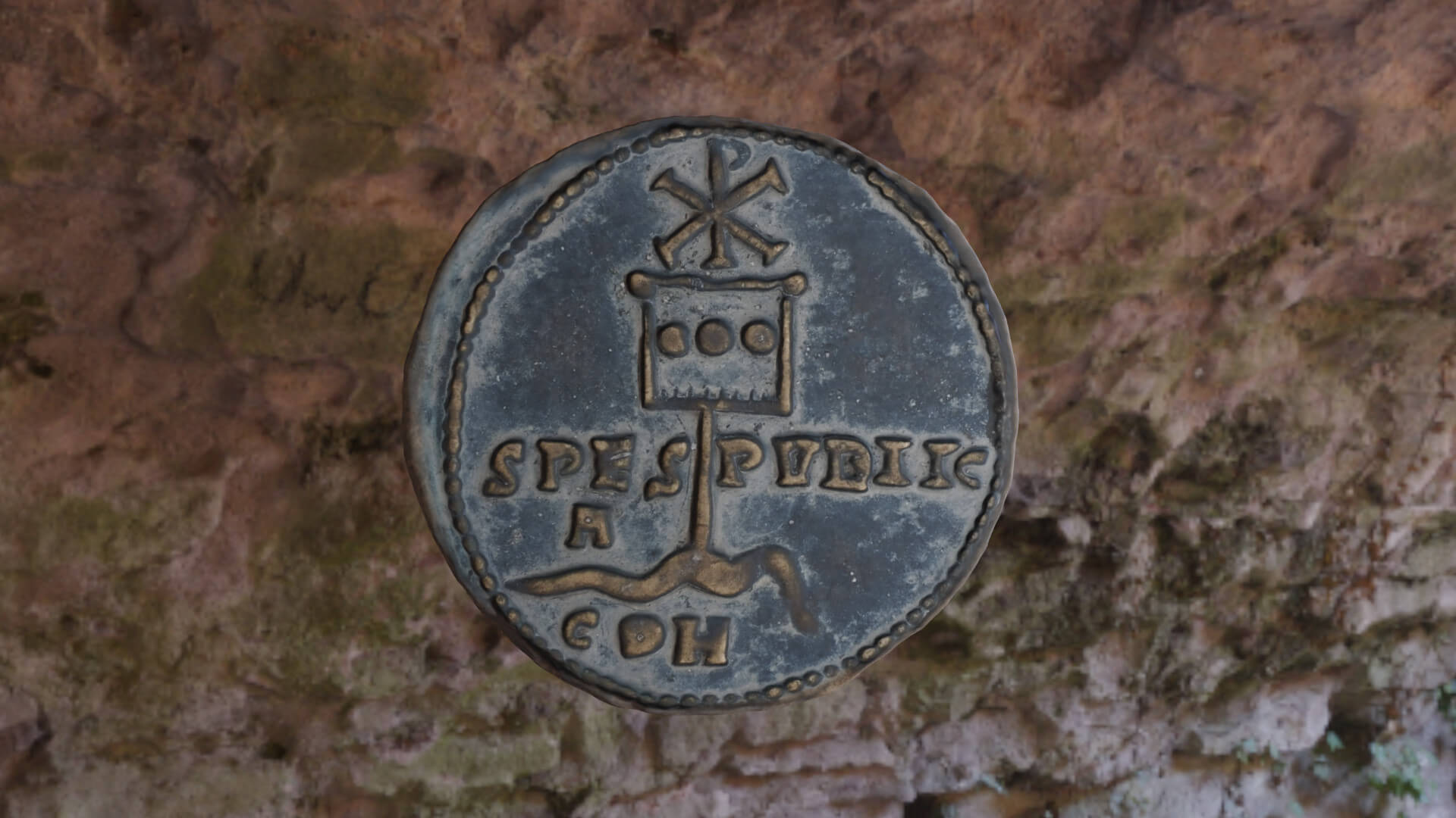Coin Constantine and Labarum - 3D Model by ludmi