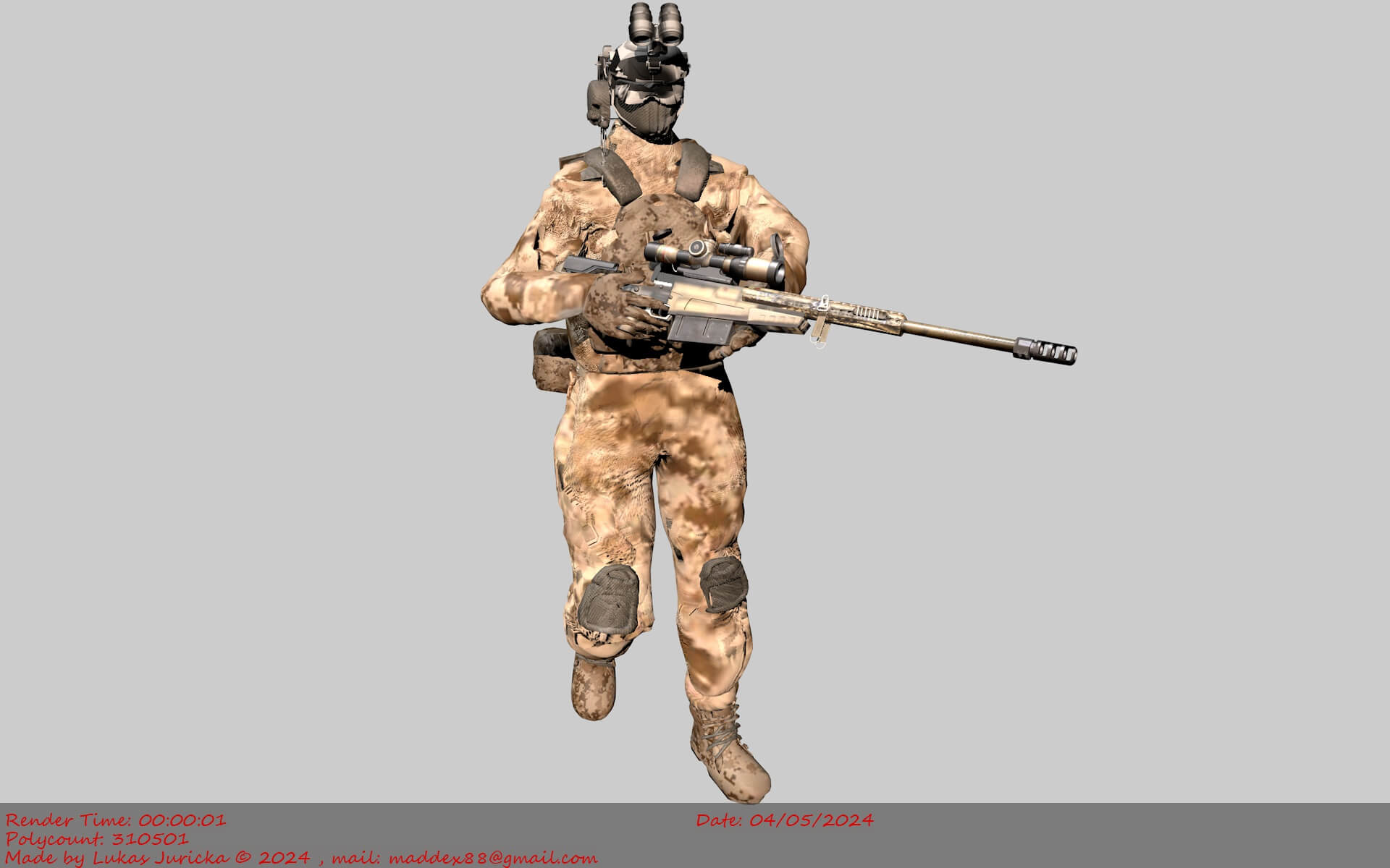 SoldierX 3D Render, Digital Art by Lukke88