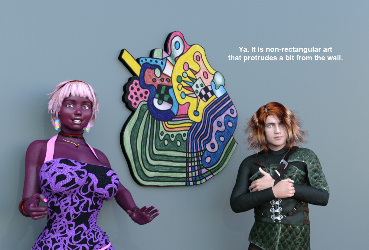 Art Protrusion, Blue and Green Cross, V1 - Free 3D Model by lukon