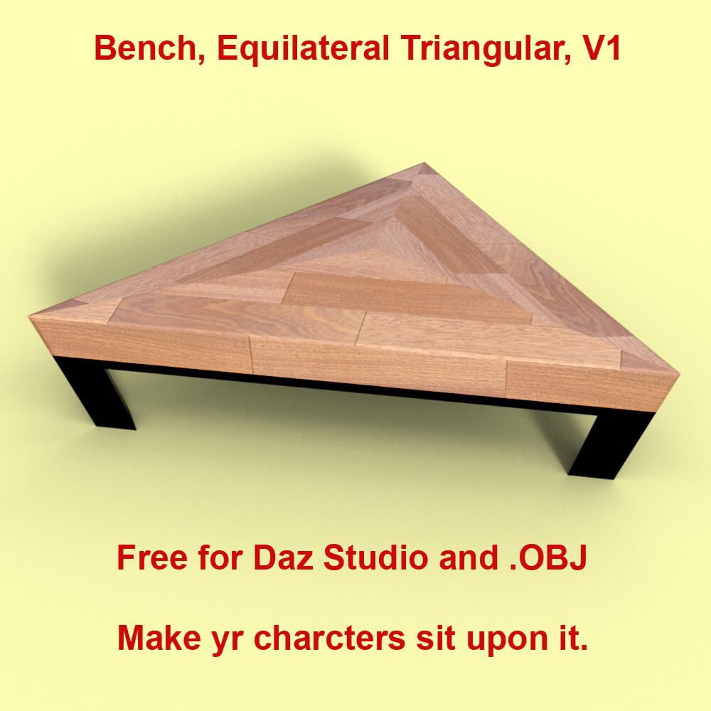 Bench, Equilateral Triangular, V1 - Free 3D Model by lukon