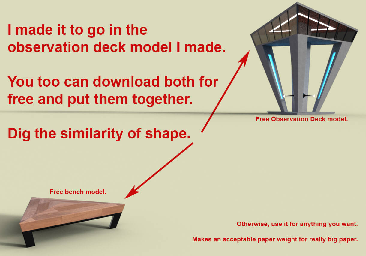 Bench, Equilateral Triangular, V1 - Free 3D Model by lukon