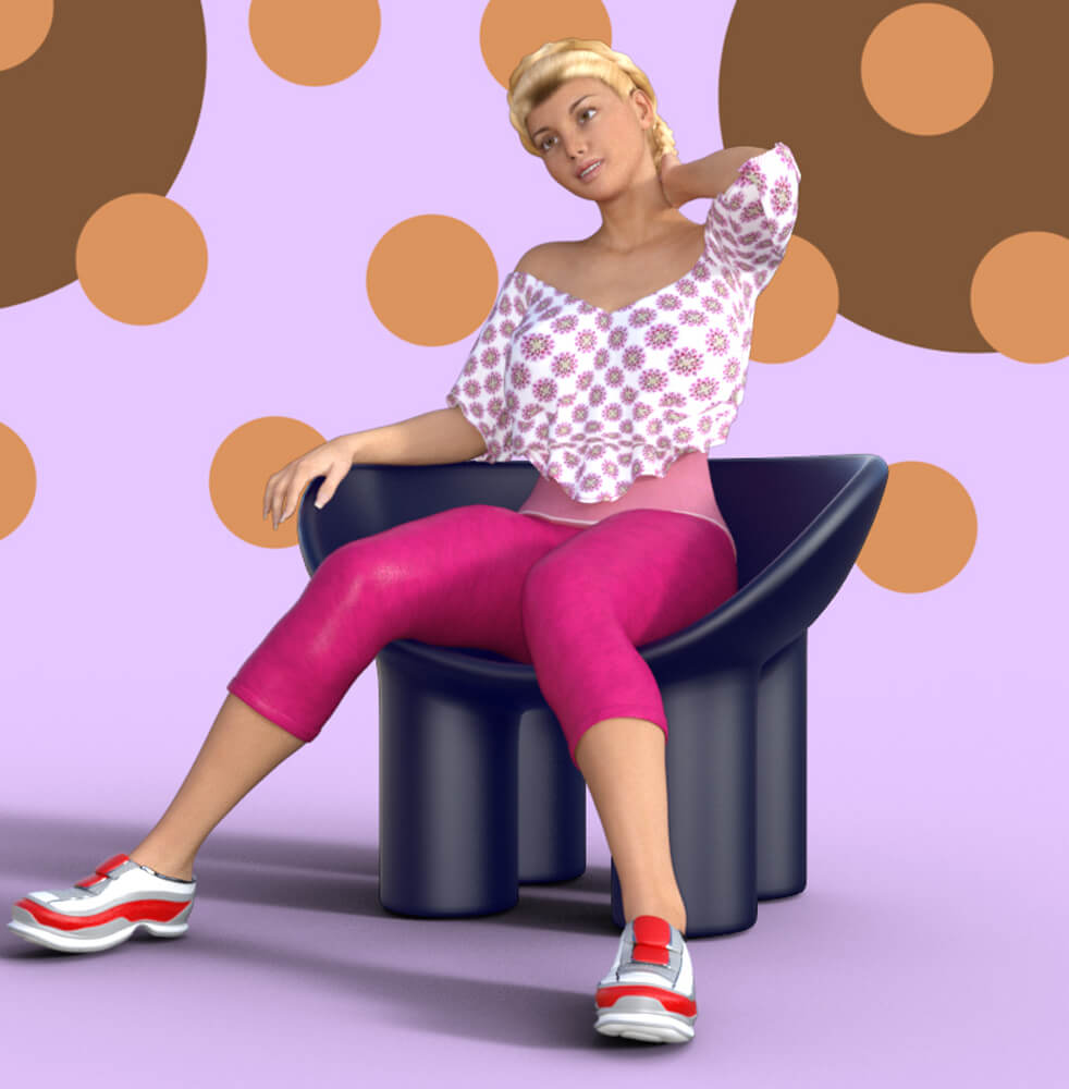 Becca in Roly Poly Chair 3D Render, Digital Art by lukon