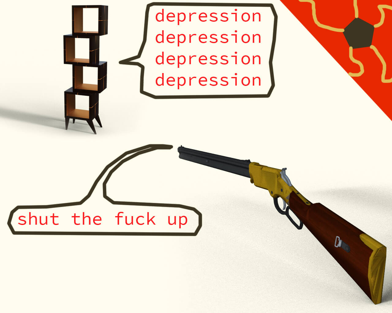Depression Shut Up 3D Render, Digital Art by lukon