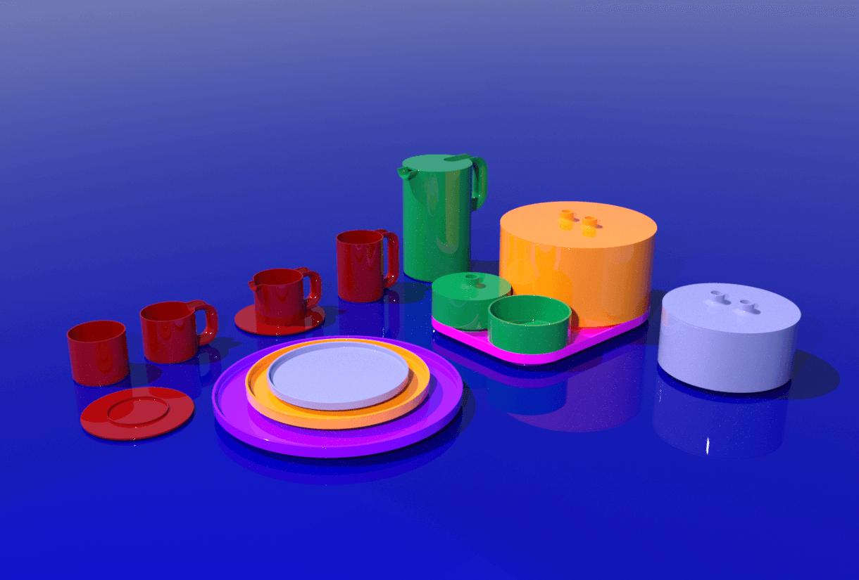 Heller-Vignelli EatWare 3D Render, Digital Art by lukon