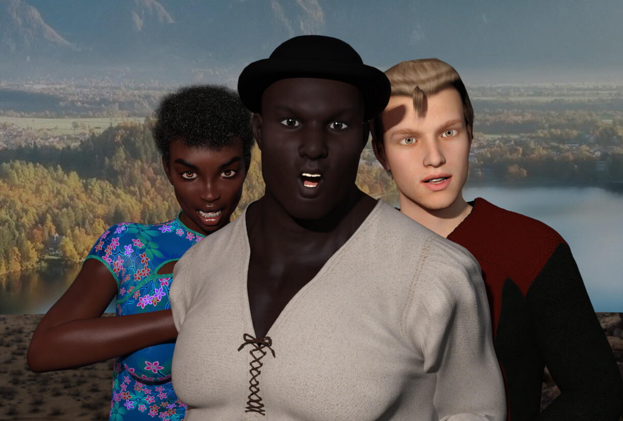 Molly, Gus, and August 3D Render, Digital Art by lukon