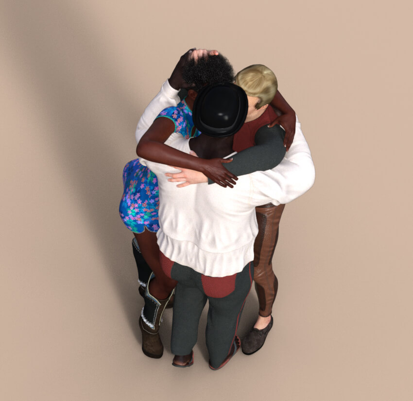 Molly, Gus, and August 3D Render, Digital Art by lukon