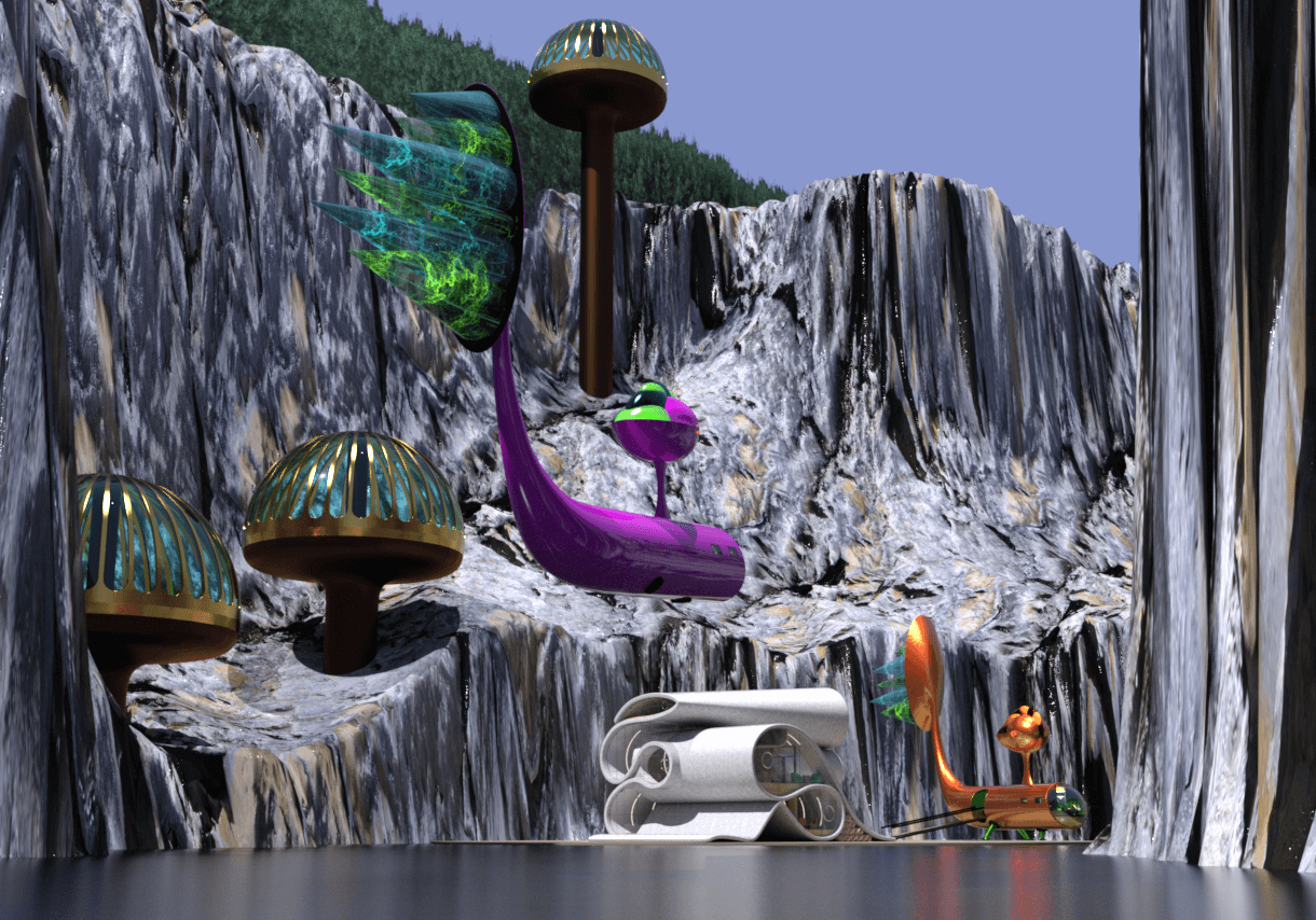 Qyixors in Q'inju River Gorge 3D Render, Digital Art by lukon