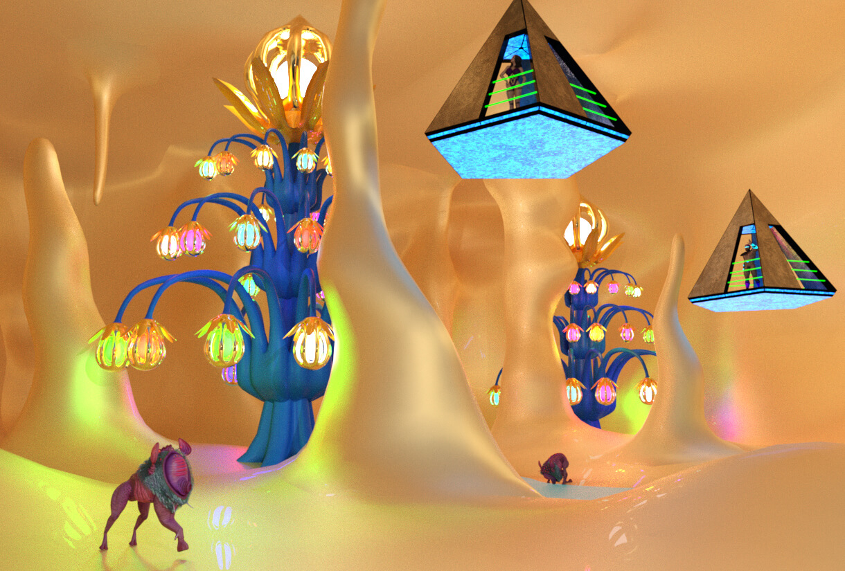 Visitors to the Cave 3D Render, Digital Art by lukon