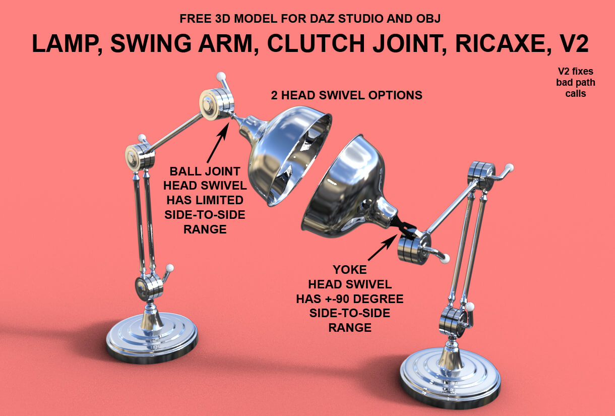 Lamp, Swing Arm, Clutch Joint, Ricaxe, V2 - Free 3D Model by lukon