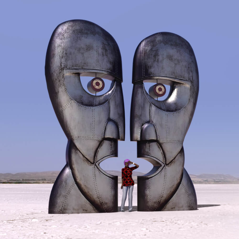 Sculpture, Giant Metal Head, Dazinbane - Free Daz Content by lukon