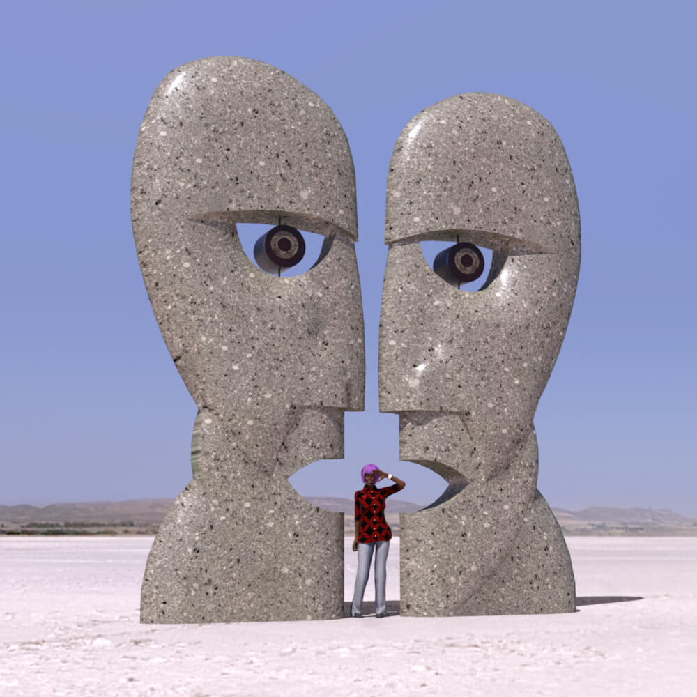 Sculpture, Giant Metal Head, Dazinbane - Free Daz Content by lukon