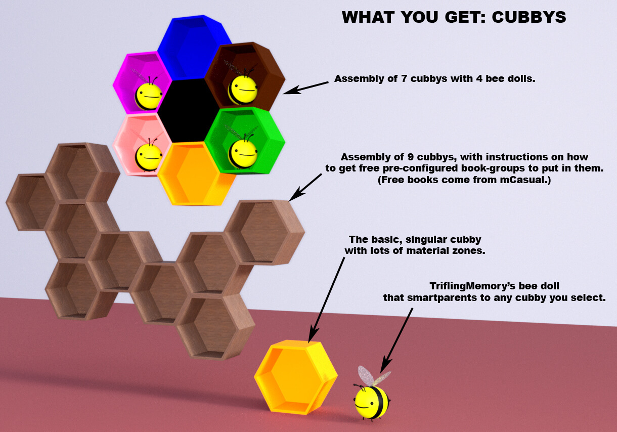 Shelf Cubby and Planter, Hex Beehive, V1, DS - Free 3D Model by lukon