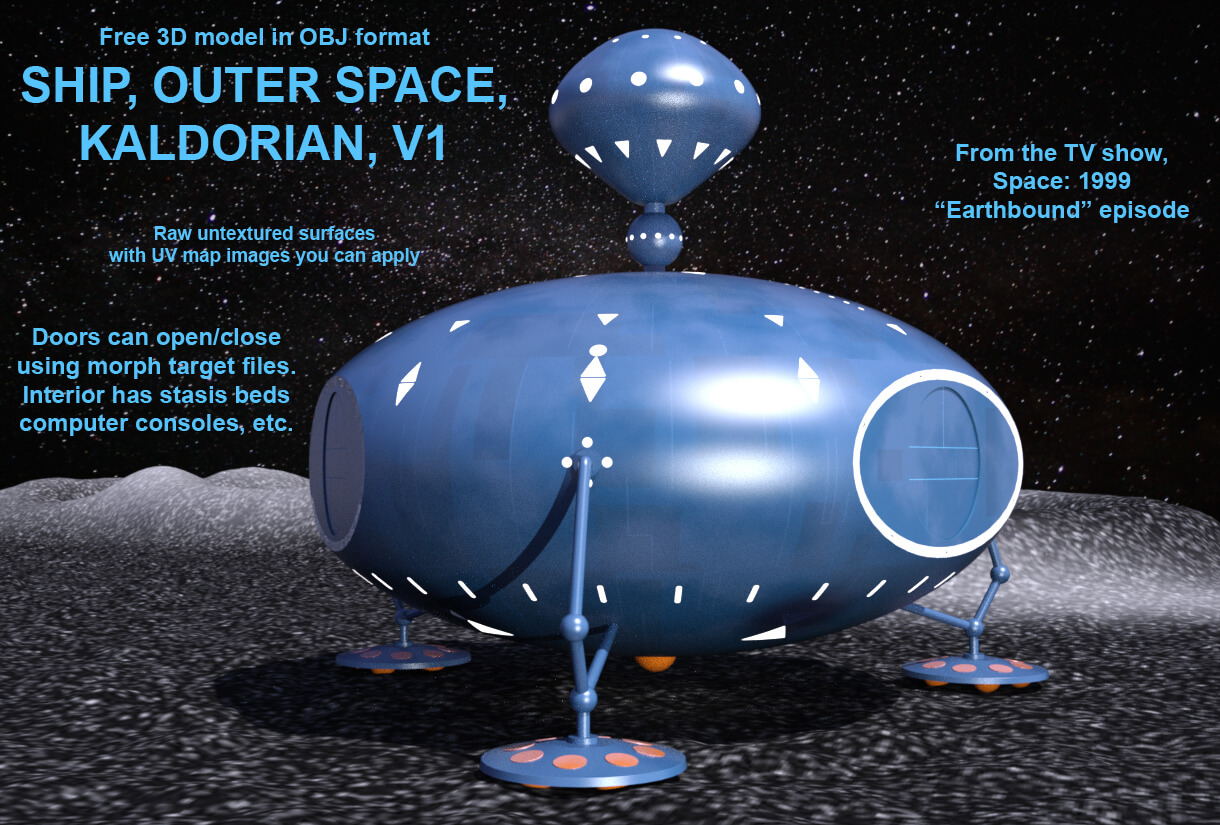 Ship, Outer Space, Kaldorian, V1, OBJ - Free 3D Model by lukon