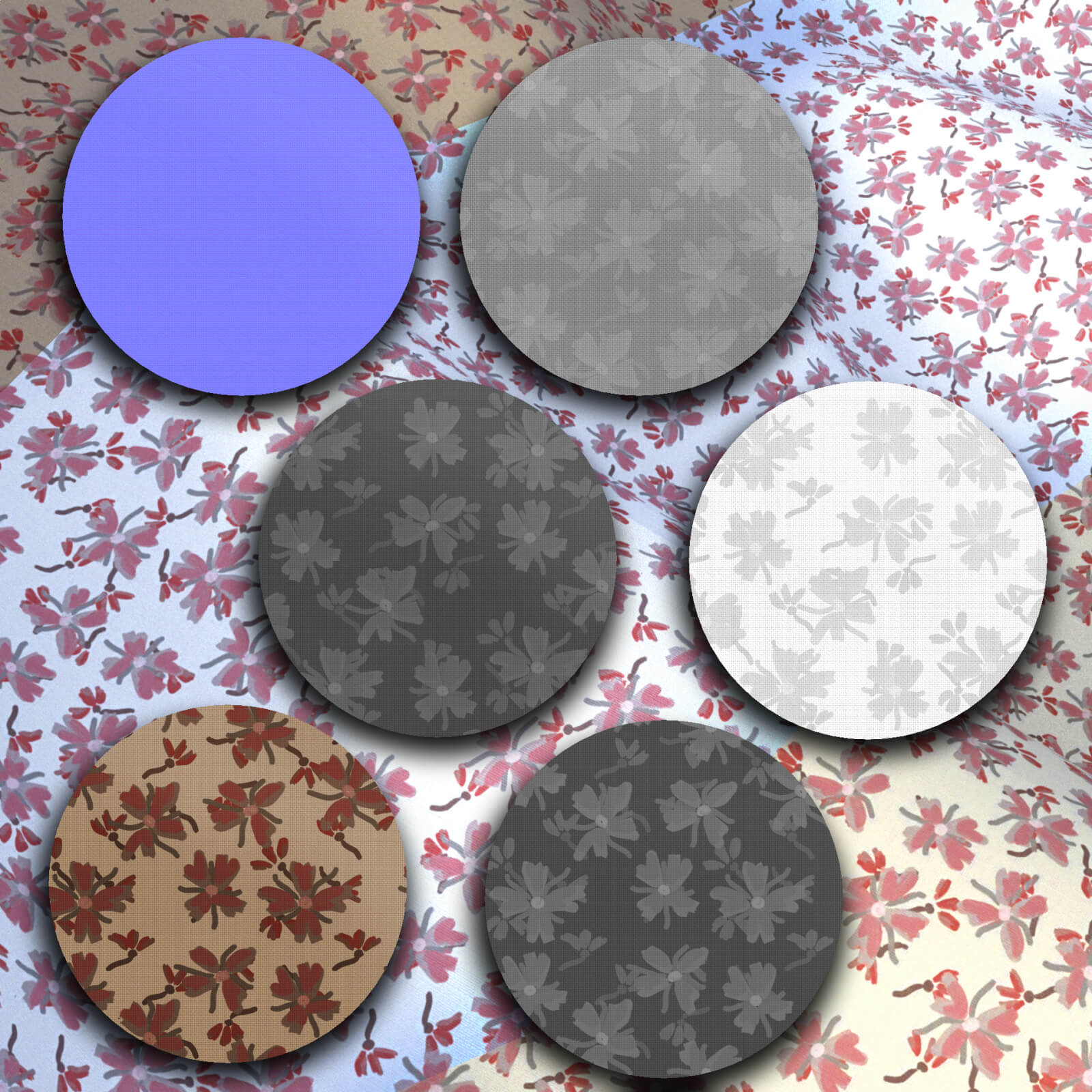 PBR Fabric Floral Seamless Textures - 3D Texture by Luna_s20