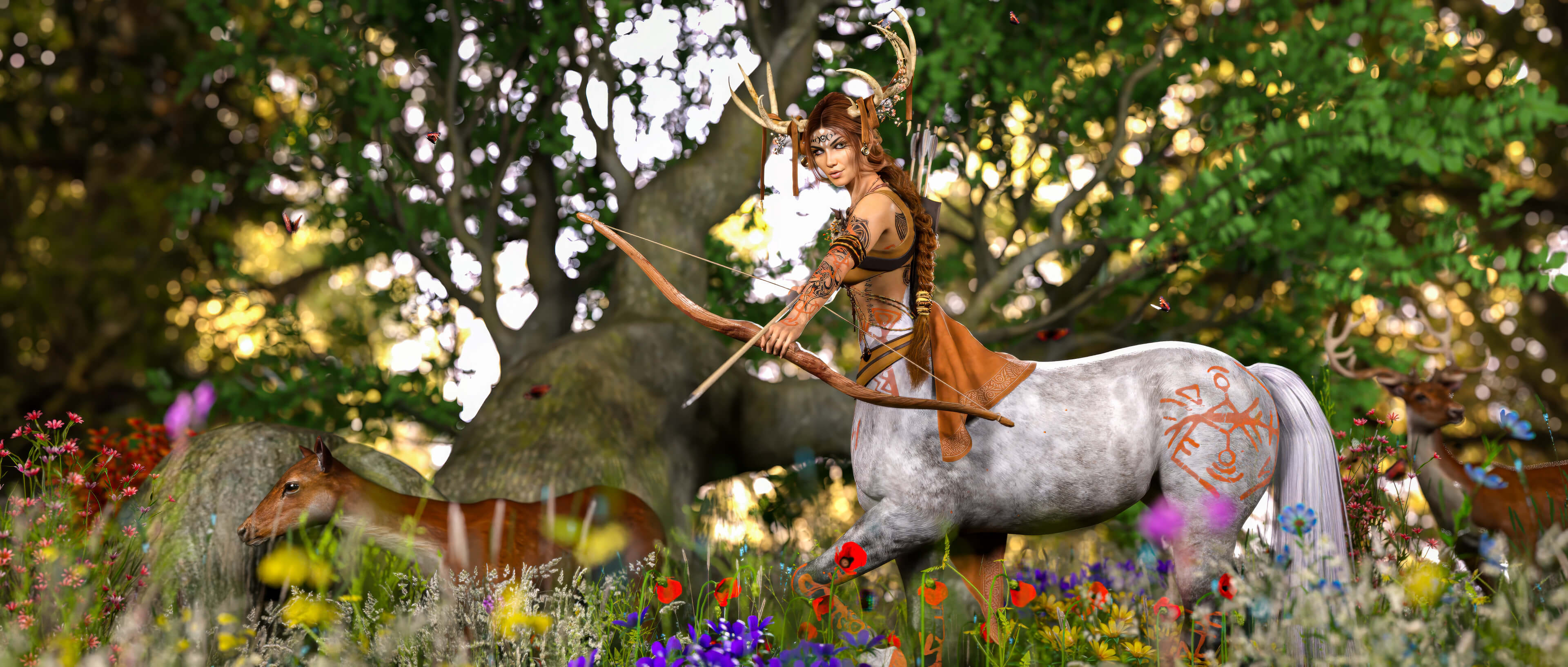 Warden of the Sunlit Grove 3D Render, Digital Art by lux0
