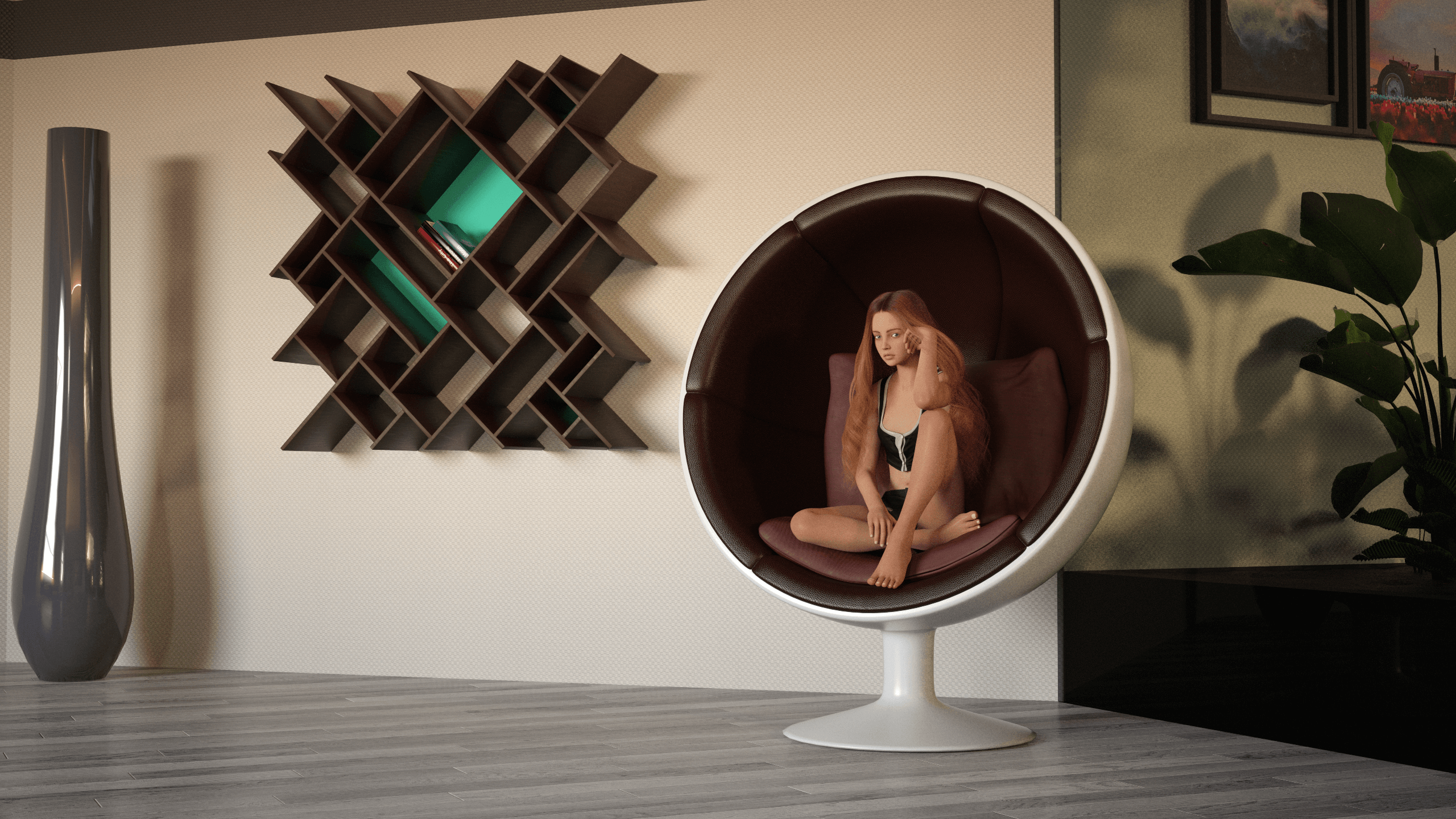 She's smart, but she can be lazy sometimes. 3D Render