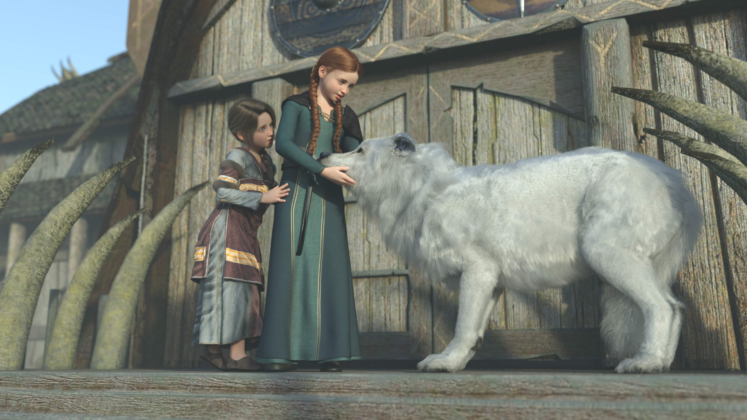 Tiny Vikings and Their Furry Friend 3D Render by Luxe Muse