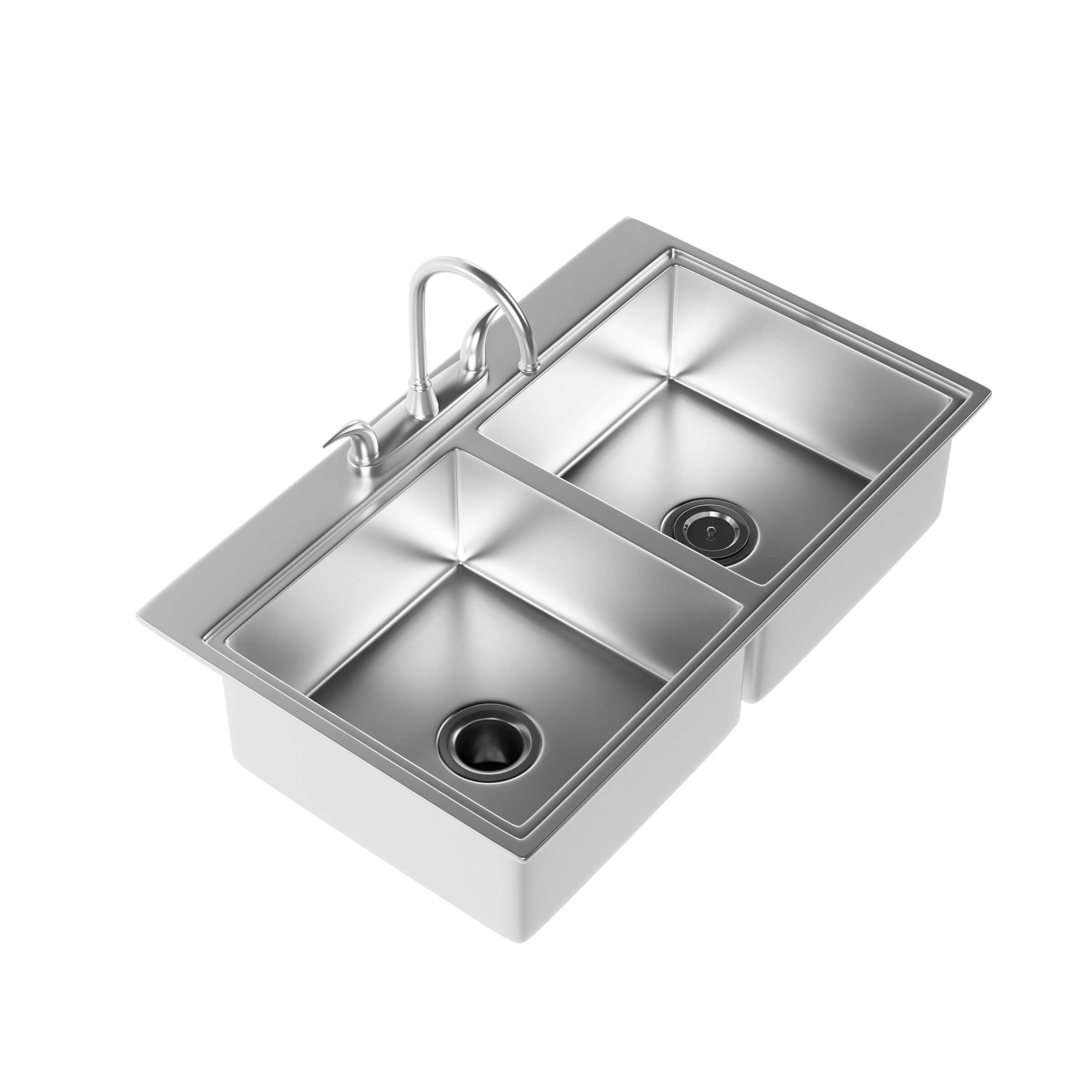 Double Bowl Kitchen Sink - 3D Model by luxmi_3d_studio
