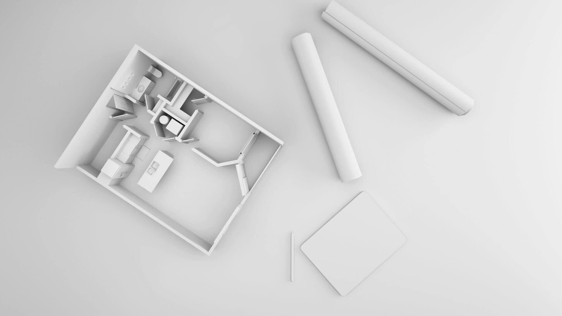 House with Architecture Drawing Sheet - 3D Model by luxmi_3d_studio