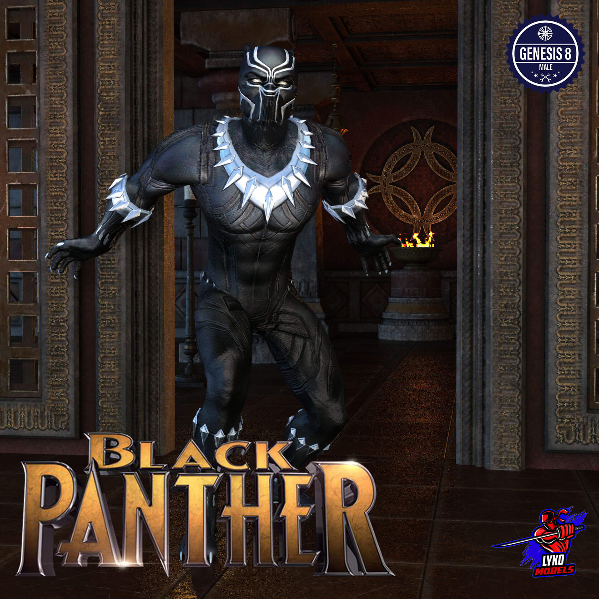 Black Panther Super War Outfit for G8M - Daz Content by LykoModels