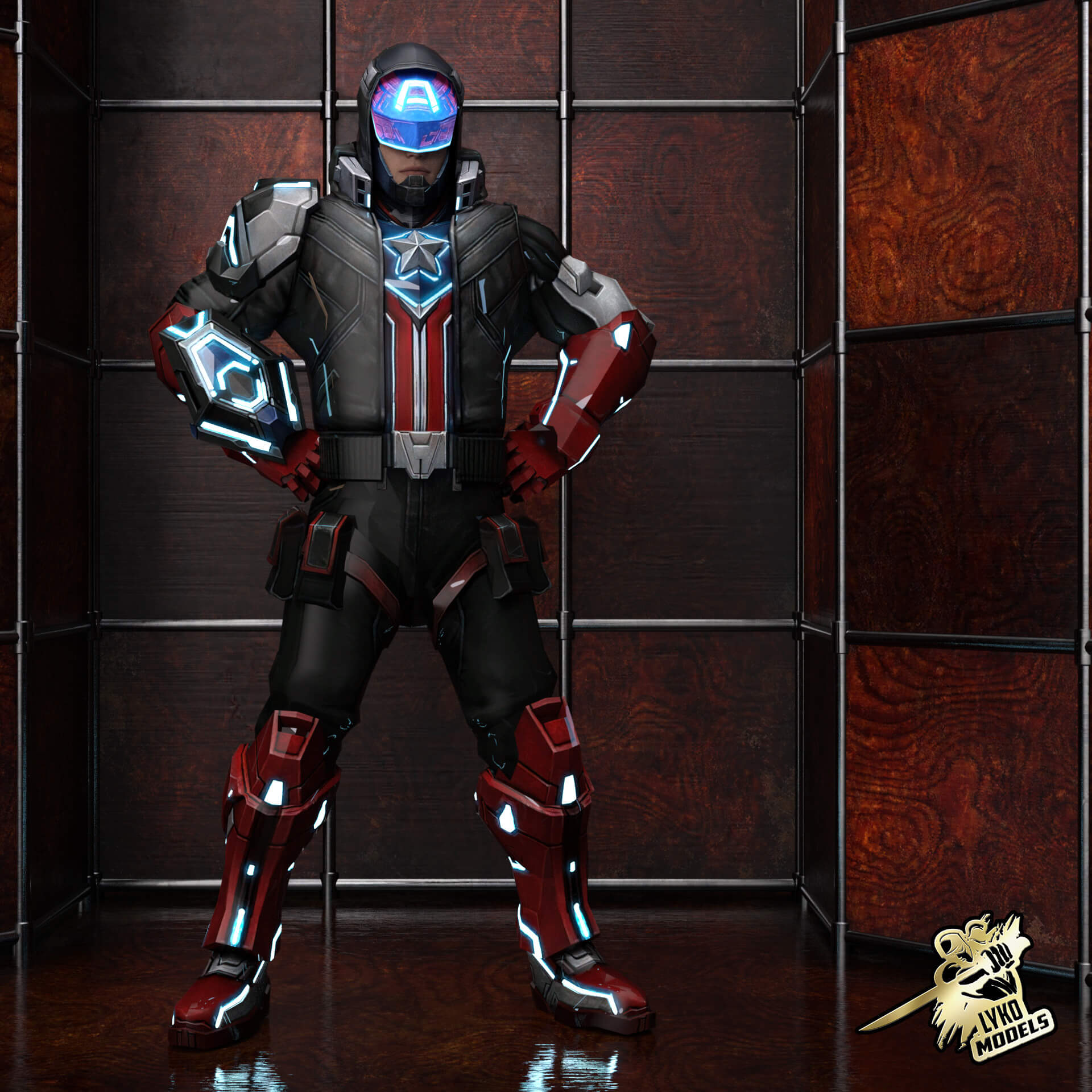 Cyber Captain America Outfit for G8M - Daz Content by LykoModels