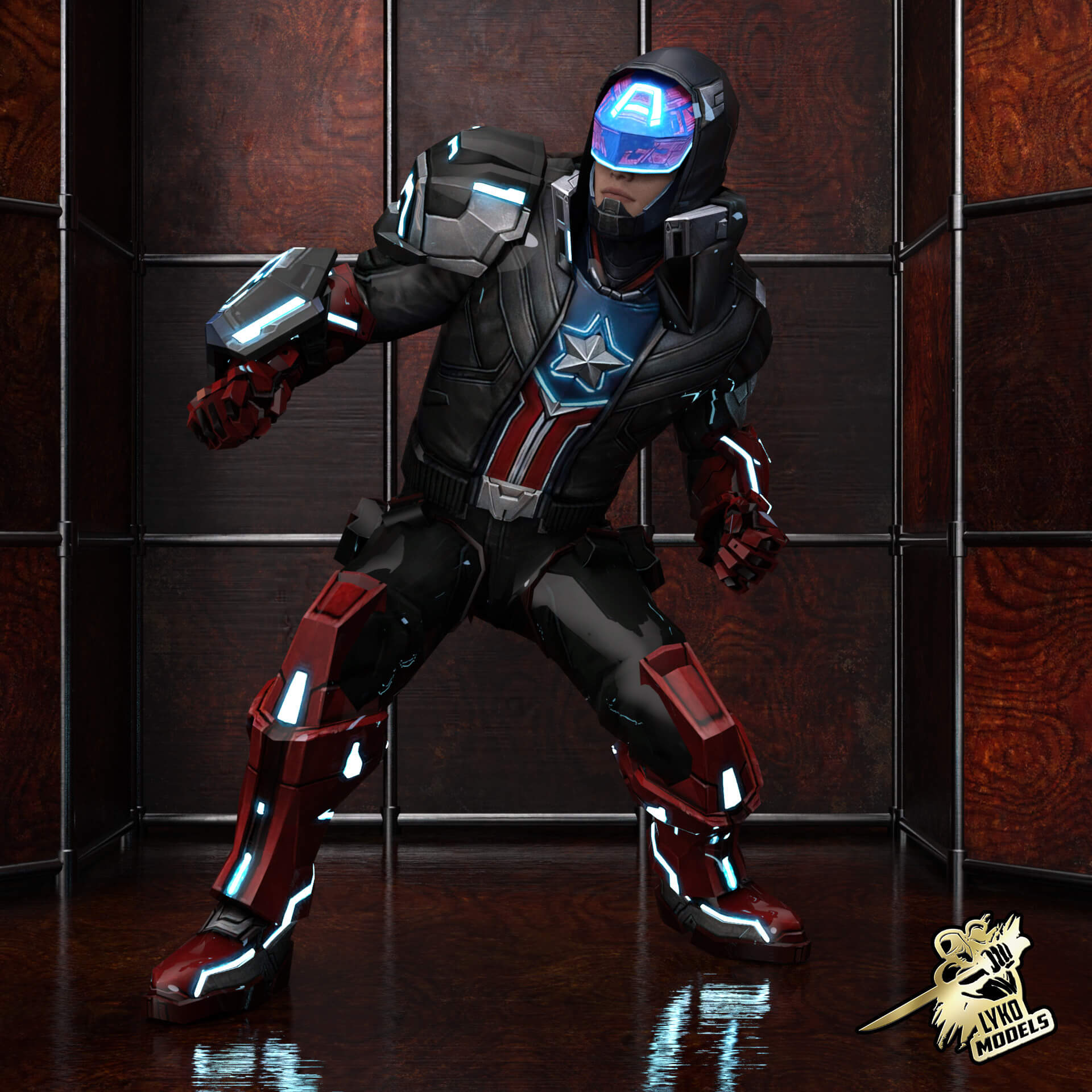 Cyber Captain America Outfit for G8M - Daz Content by LykoModels