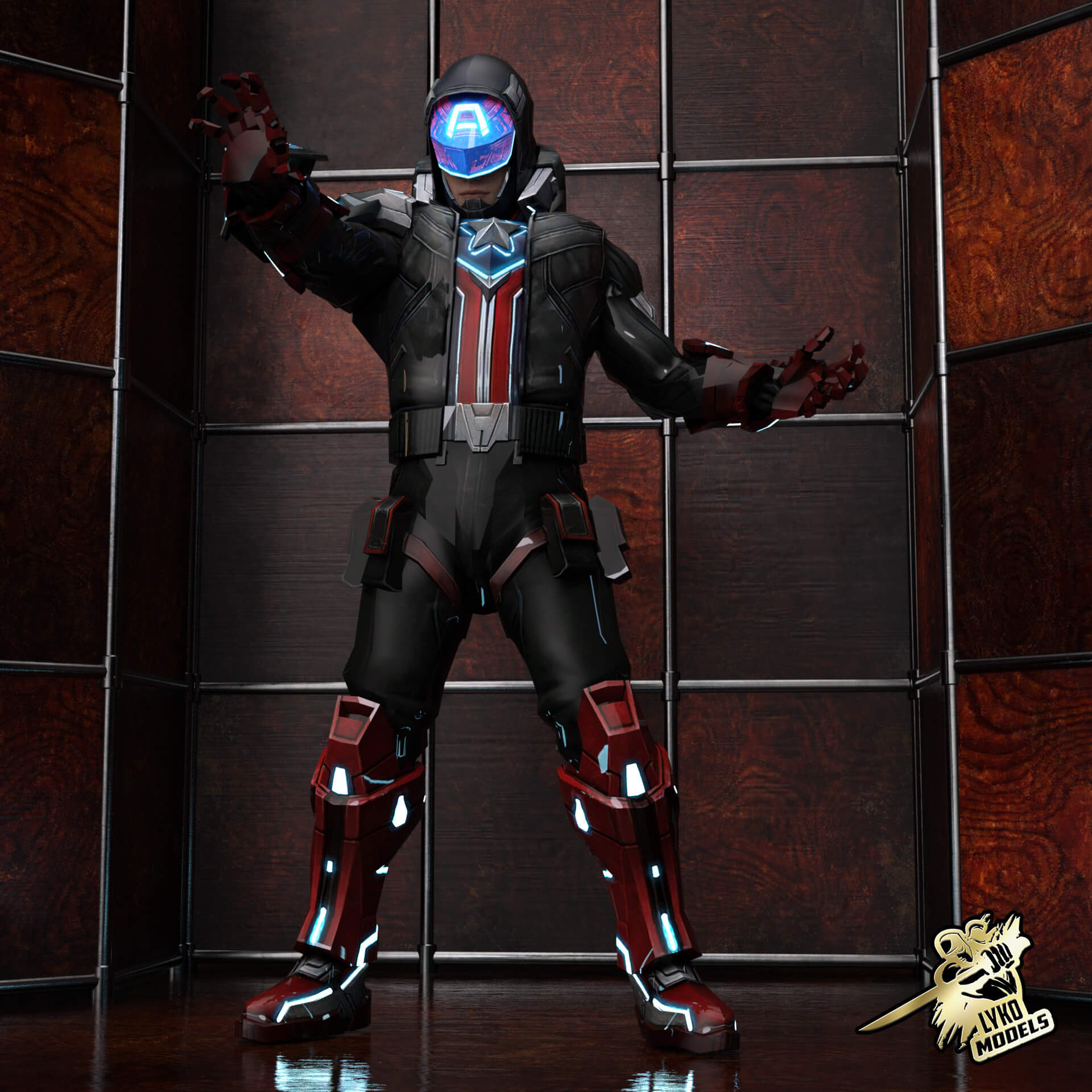 Cyber Captain America Outfit for G8M - Daz Content by LykoModels