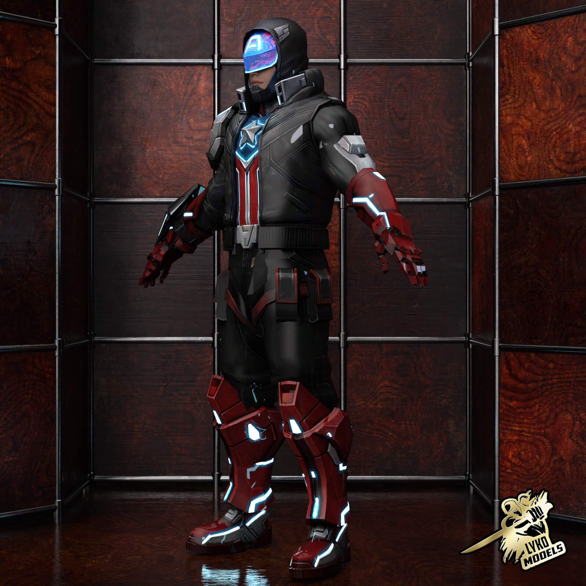 Cyber Captain America Outfit for G8M - Daz Content by LykoModels