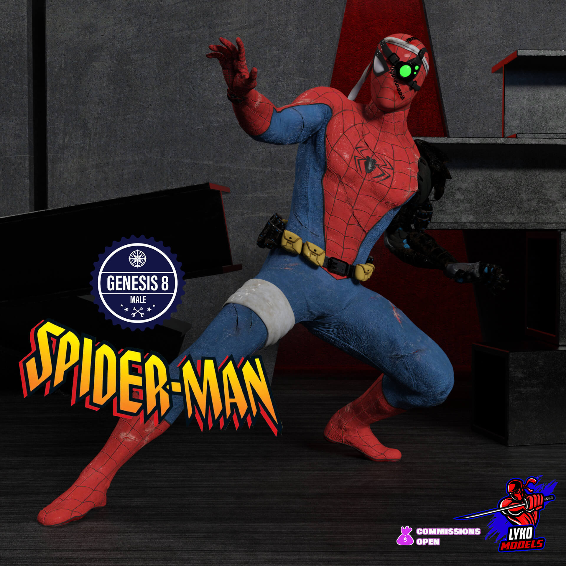 Cyborg Spider-Man Outfit for G8M Daz Content by LykoModels