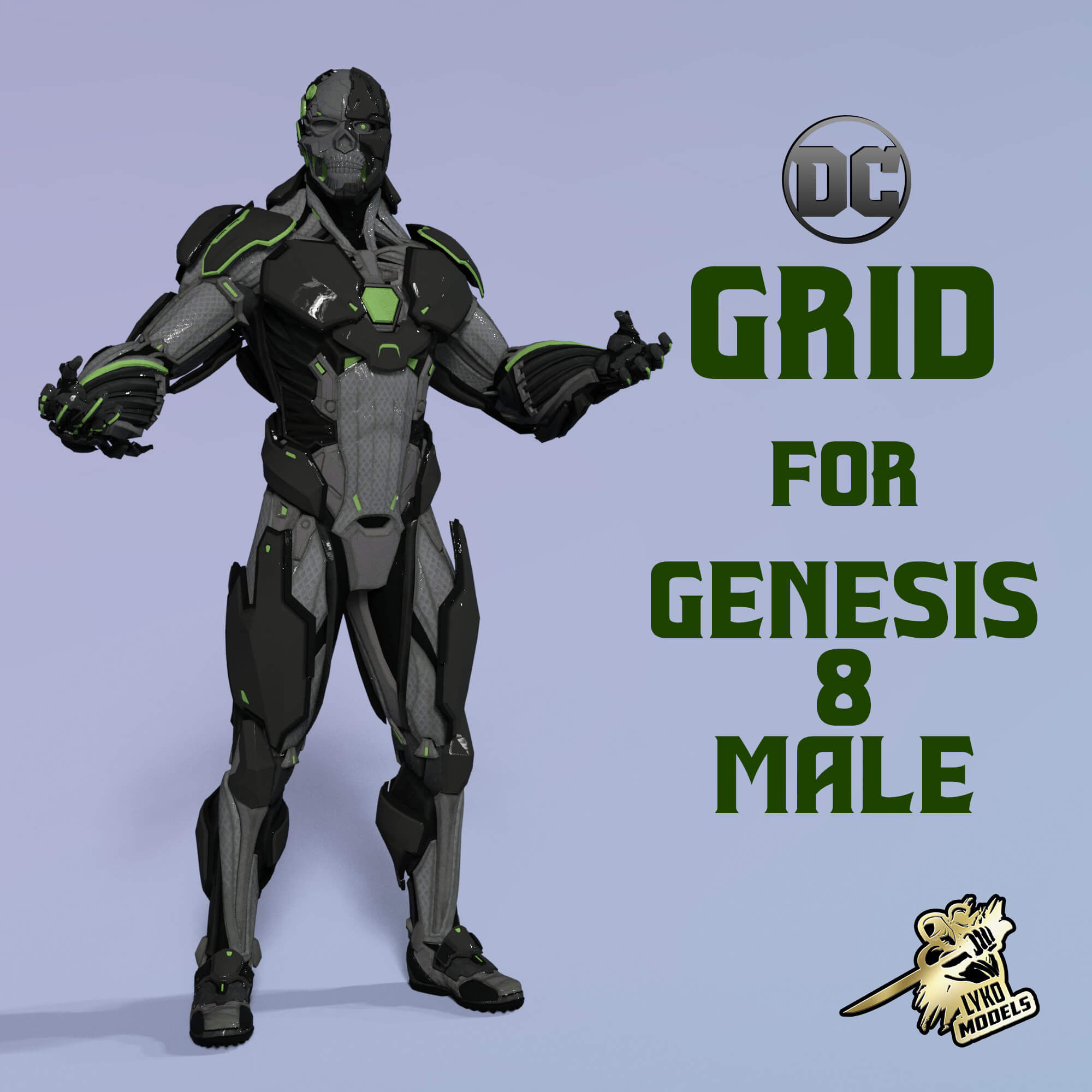 DC Grid Outfit for Genesis 8 Male - Daz Content by LykoModels