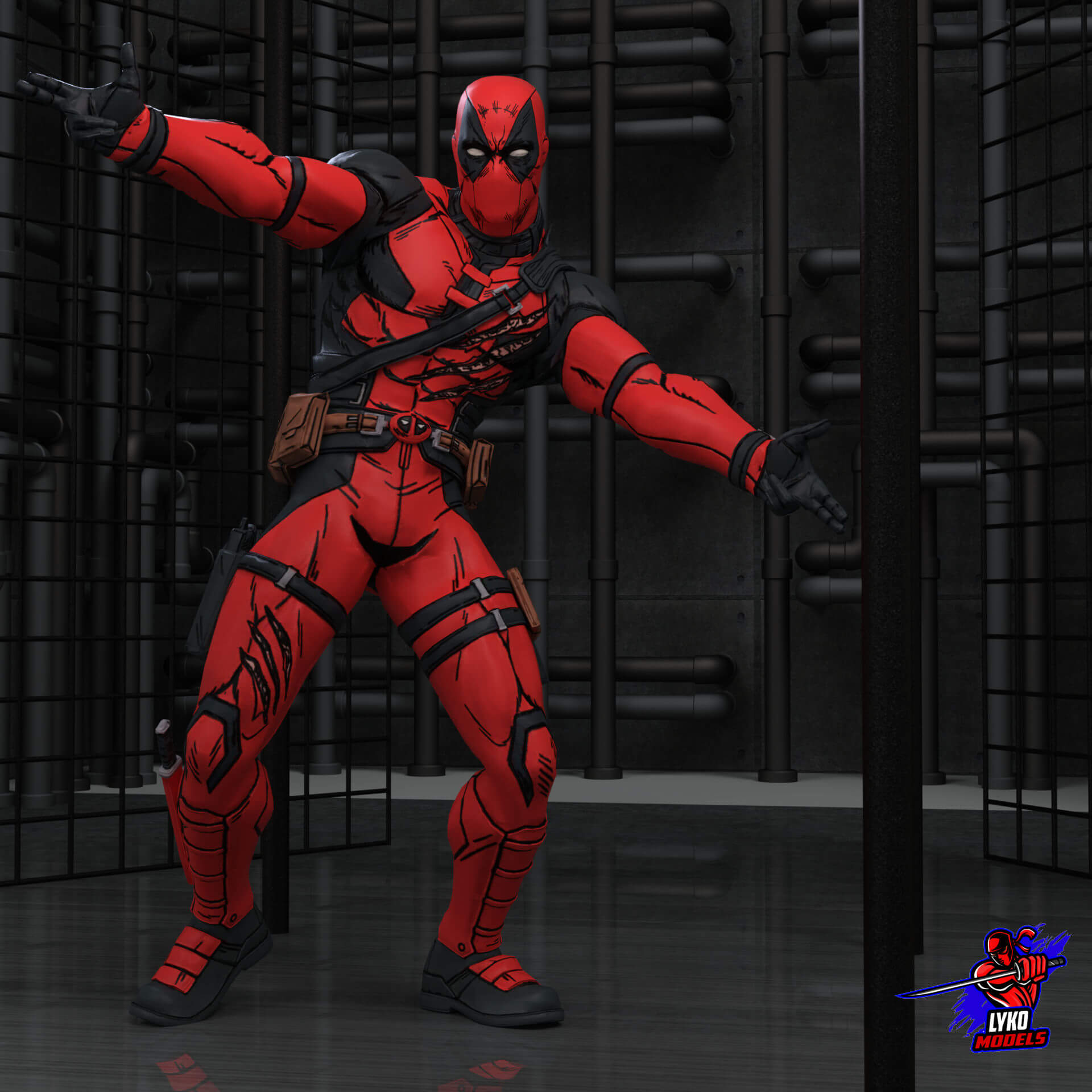 Deadpool Pen and Ink Outfit for G8M - Daz Content by LykoModels