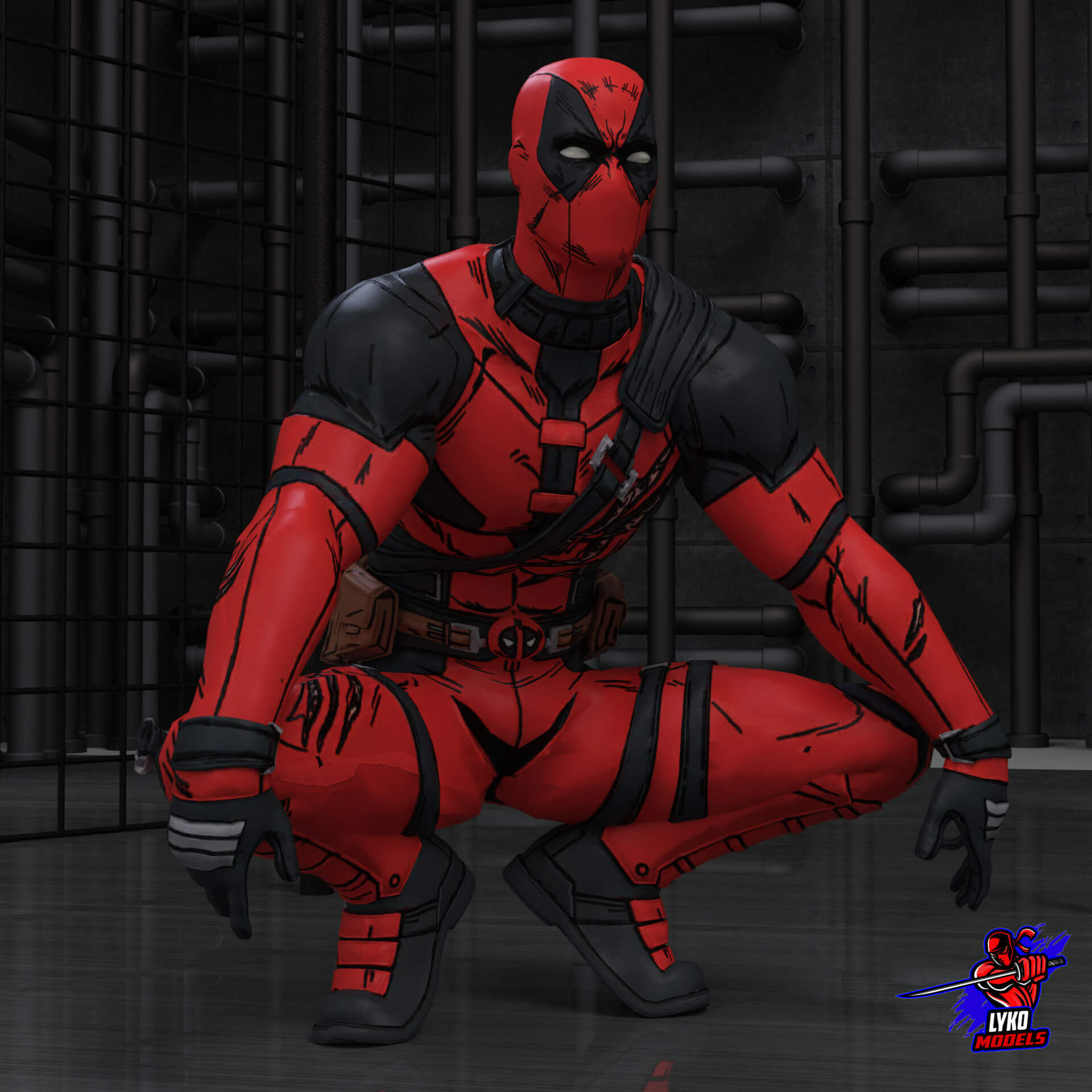Deadpool Pen and Ink Outfit for G8M - Daz Content by LykoModels