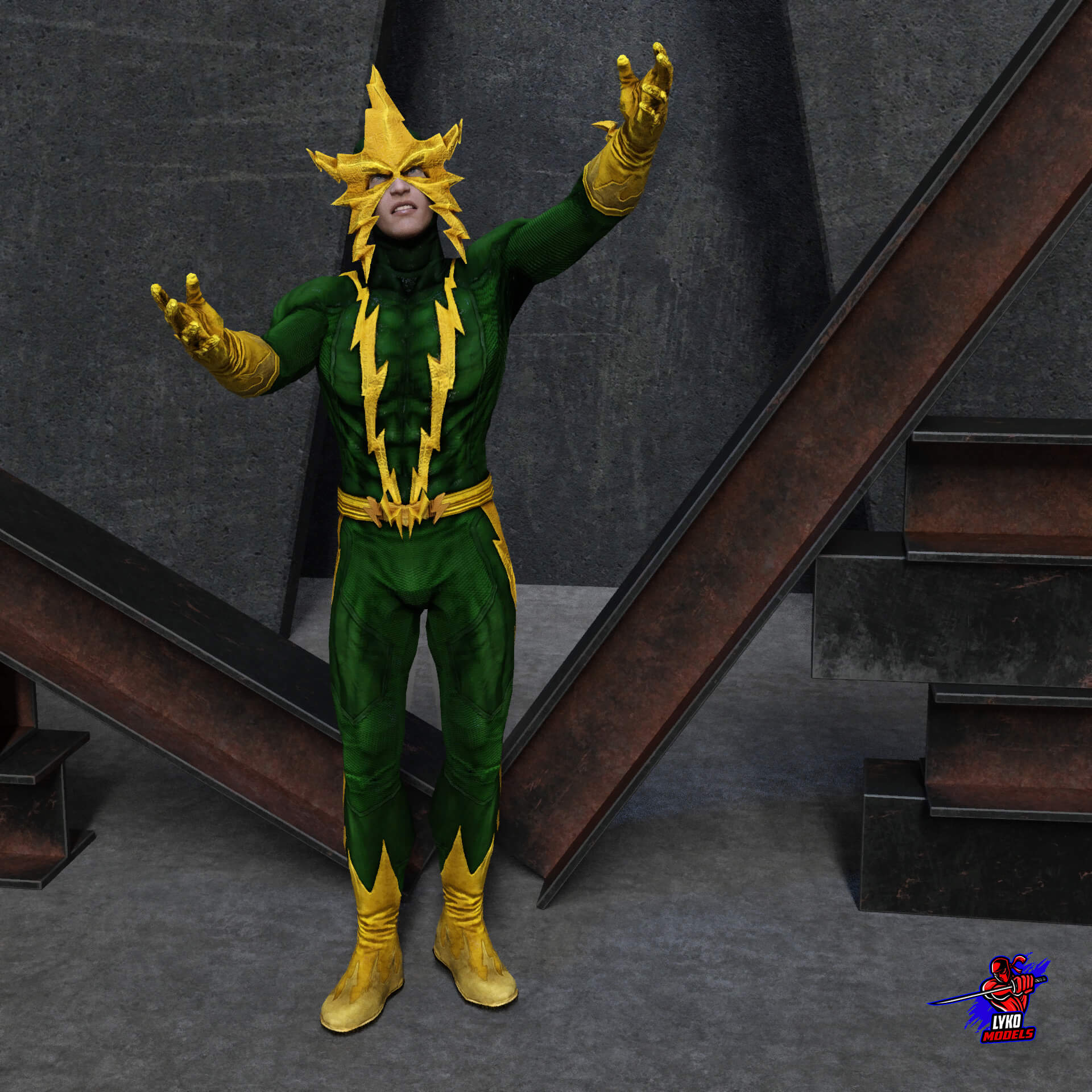 Electro Comic Outfit for G8M - Daz Content by LykoModels