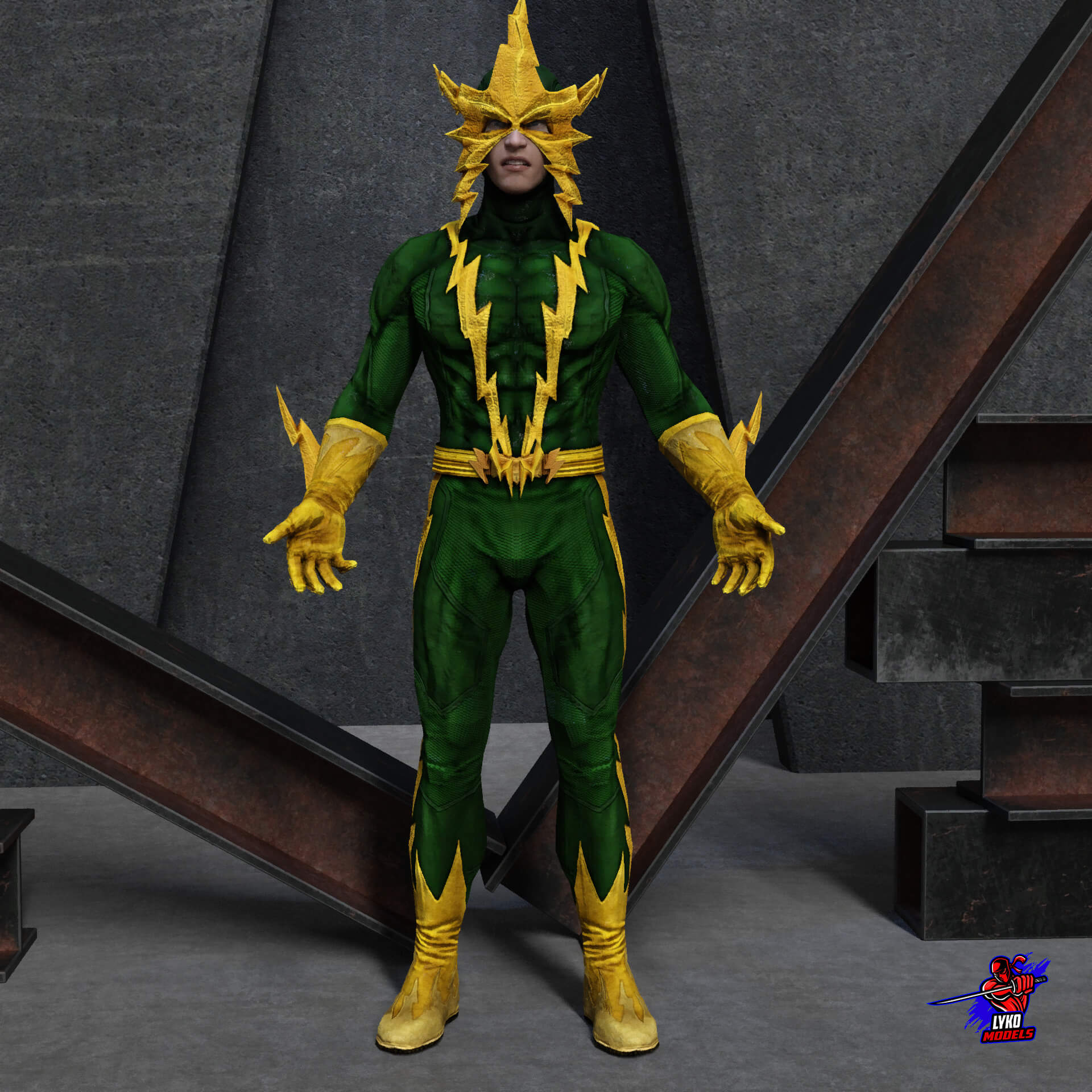 Electro Comic Outfit for G8M - Daz Content by LykoModels