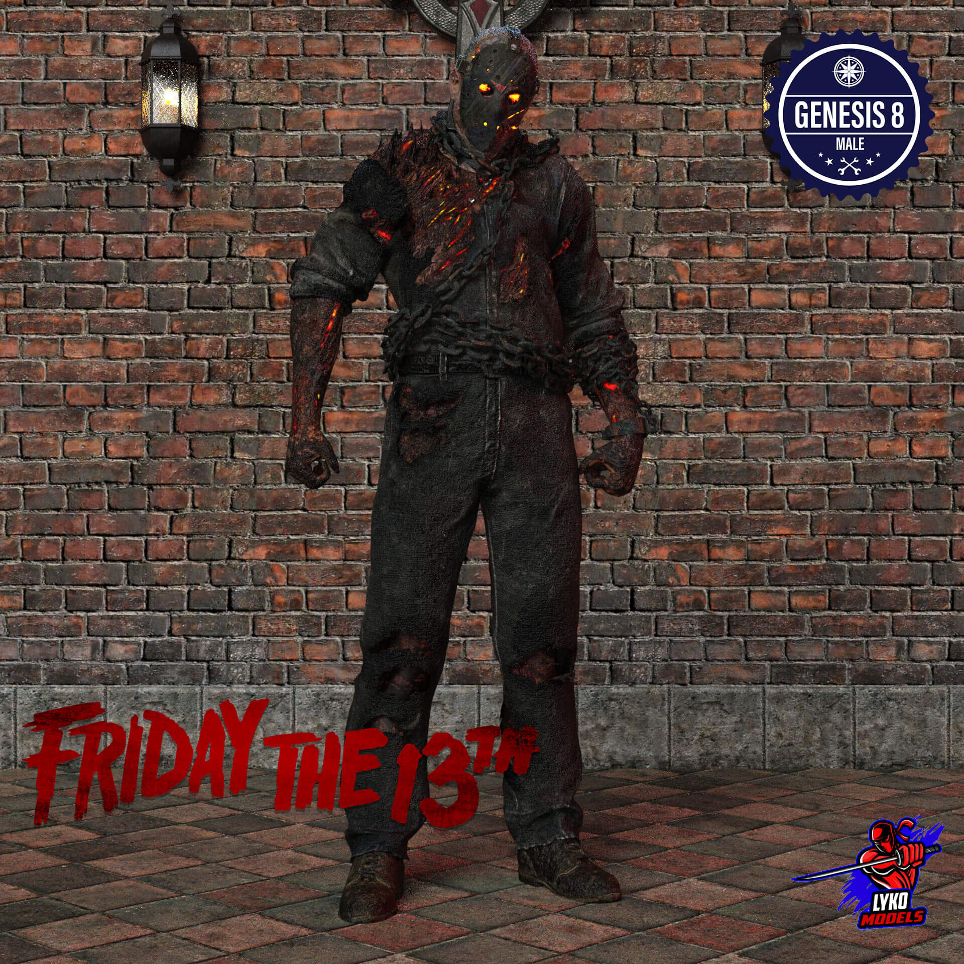F13 Savini Custom Jason Outfit for G8M - Daz Content by LykoModels