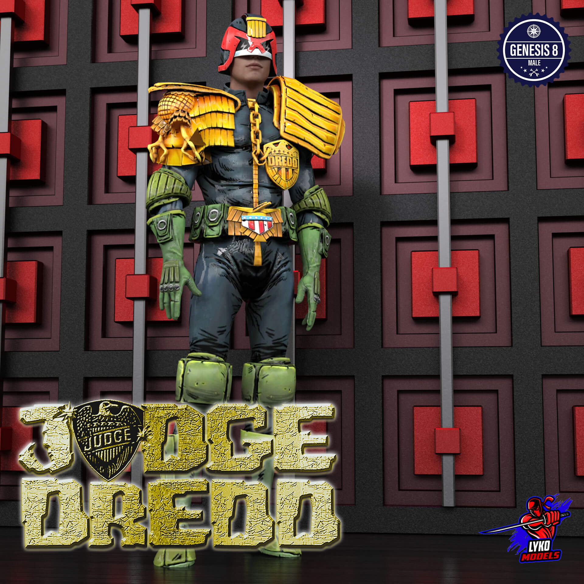 Judge Dredd Comic Outfit for Genesis 8 Male - Daz Content by LykoModels