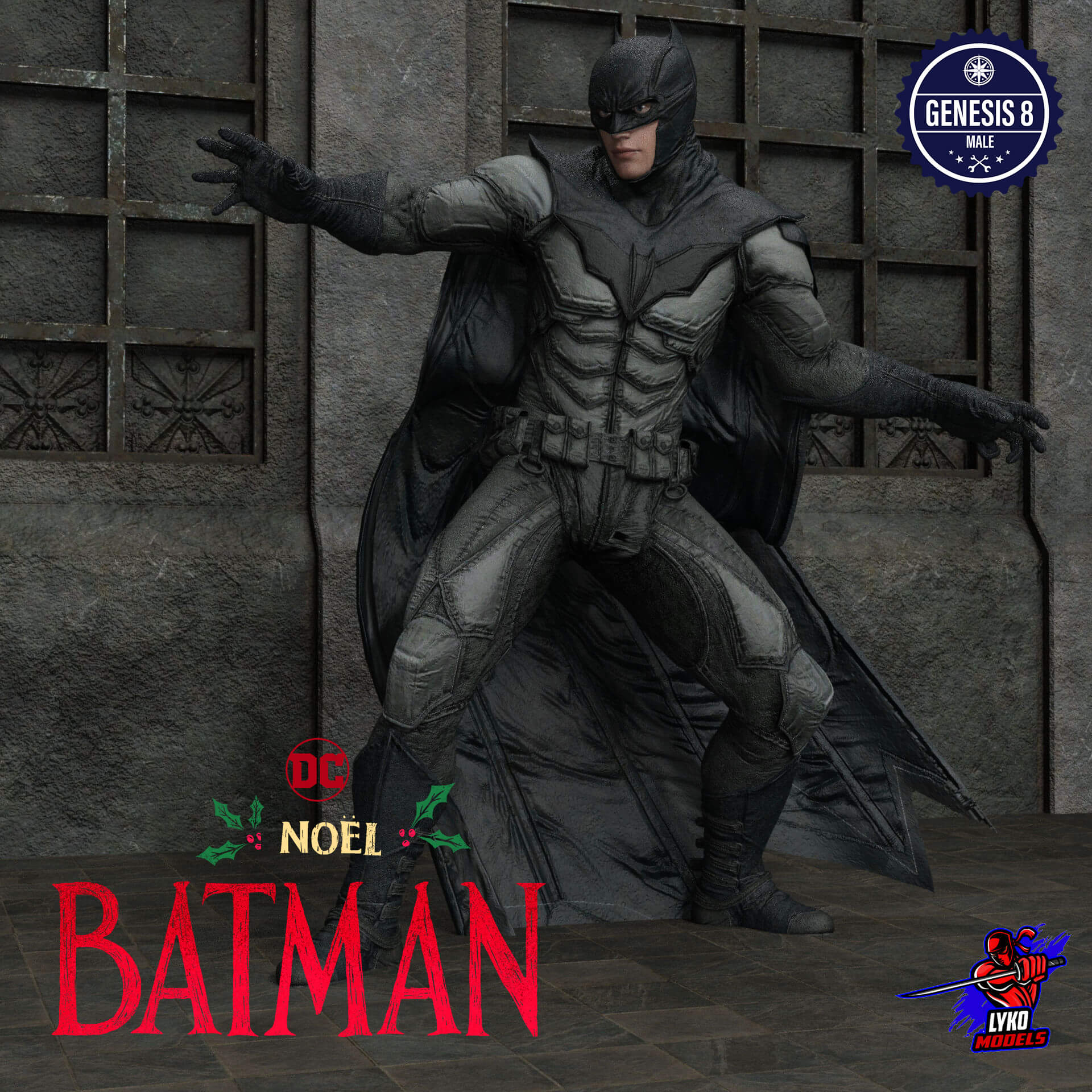 Lyko3D Batman Noel Outfit for G8M - Daz Content by LykoModels