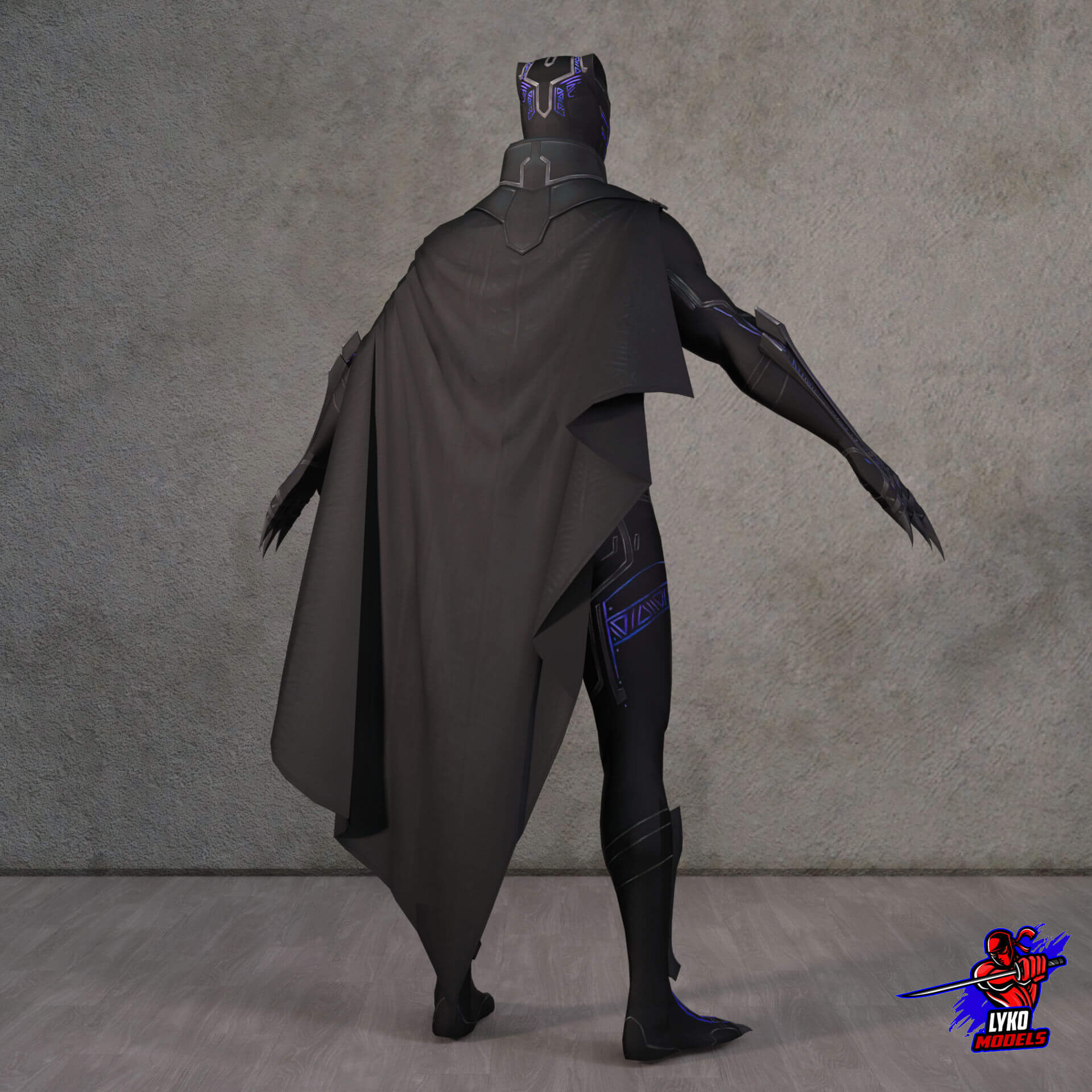 Lyko3D Black Panther V1 With Cape Outfit for G8M - Daz Content by ...