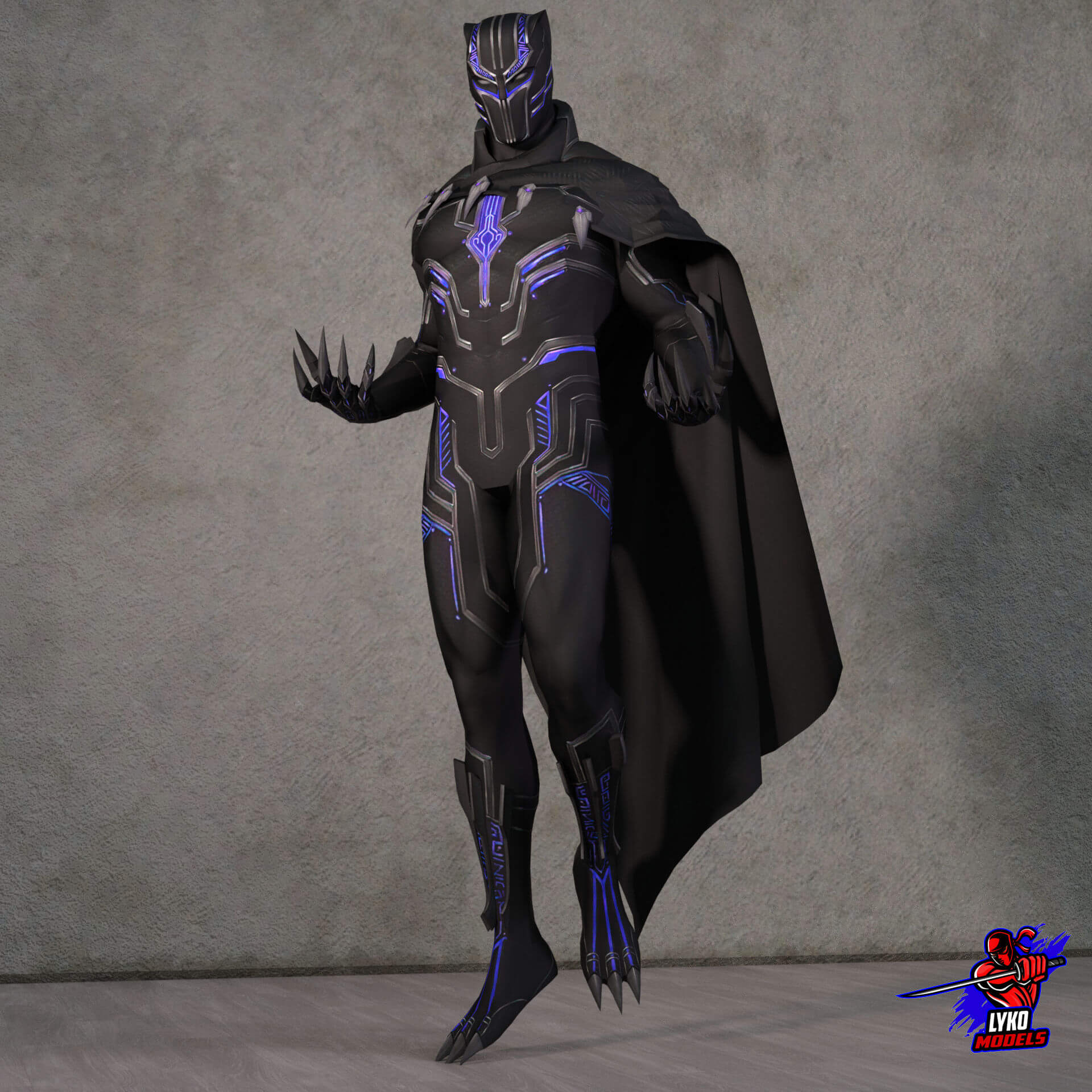 Lyko3D Black Panther V1 With Cape Outfit for G8M - Daz Content by ...