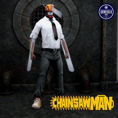 Lyko3D Chainsaw Man Outfit for G8M - Daz Content by LykoModels