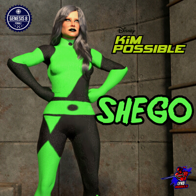 Lyko3D Disney Shego Outfit for G8F - Daz Content by LykoModels