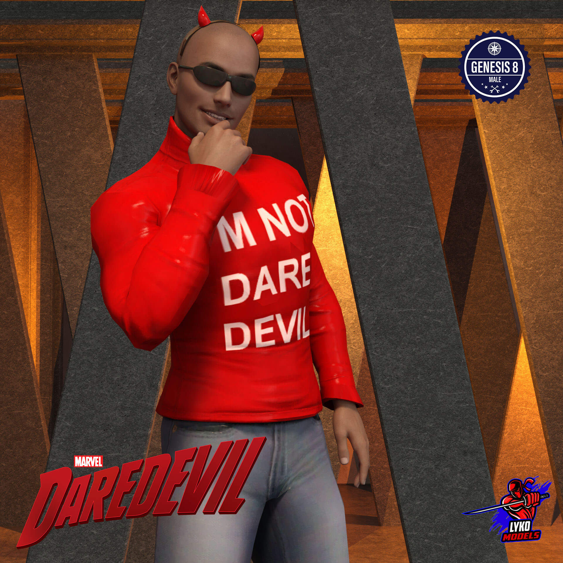 Lyko3D I'm Not Daredevil Outfit for G8M - Daz Content by LykoModels
