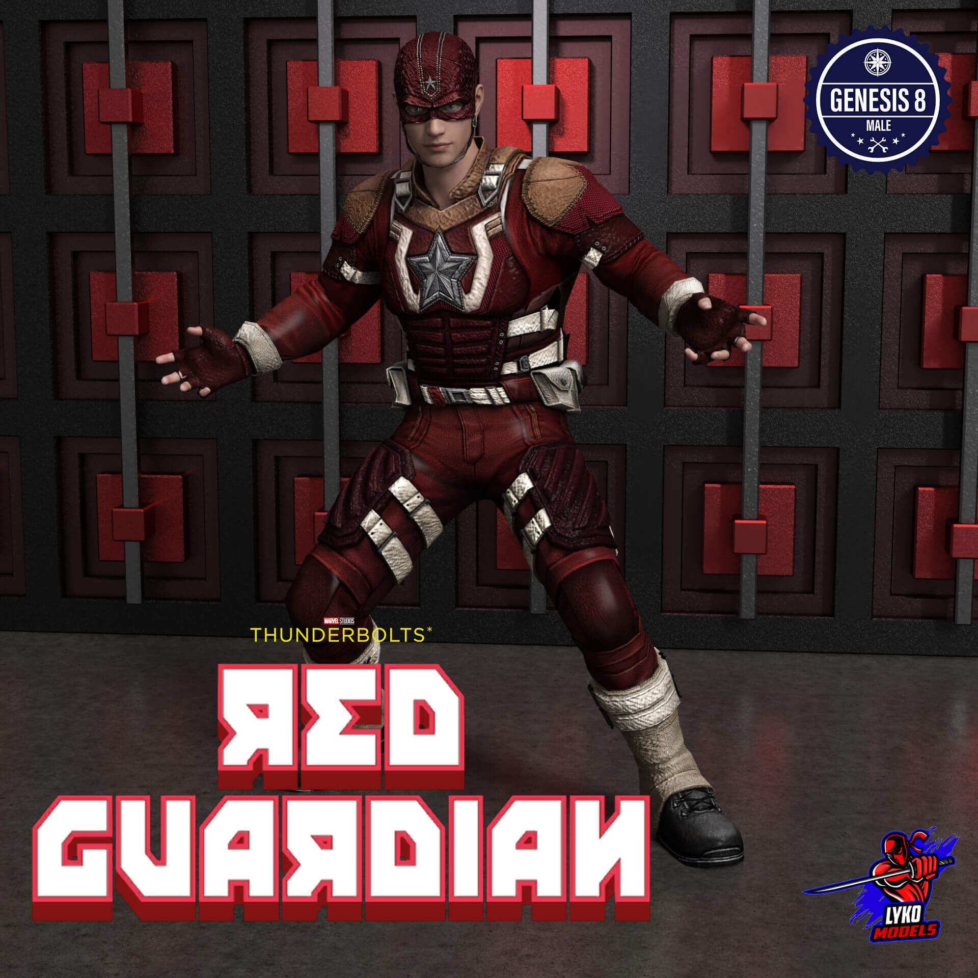Lyko3D Red Guardian Thunderbolts MCU Outfit for G8M - Daz Content by ...