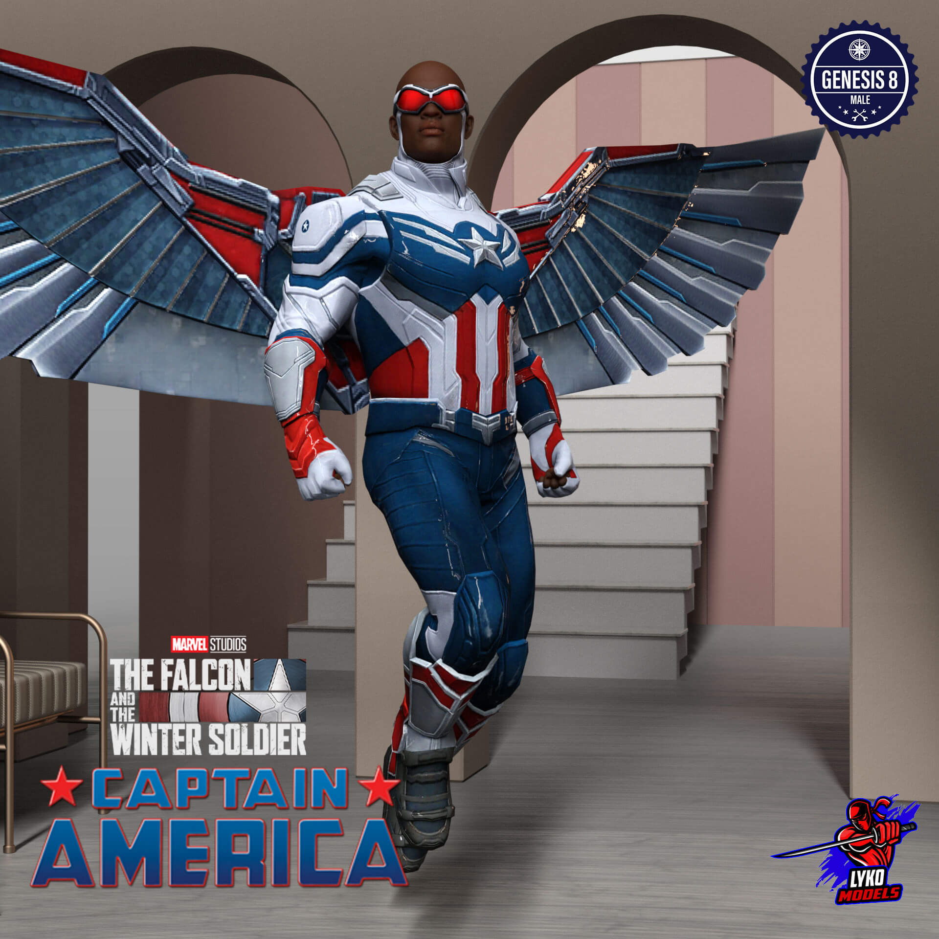 Lyko3D Sam Captain America Disney Plus Outfit for G8M - Daz Content by ...