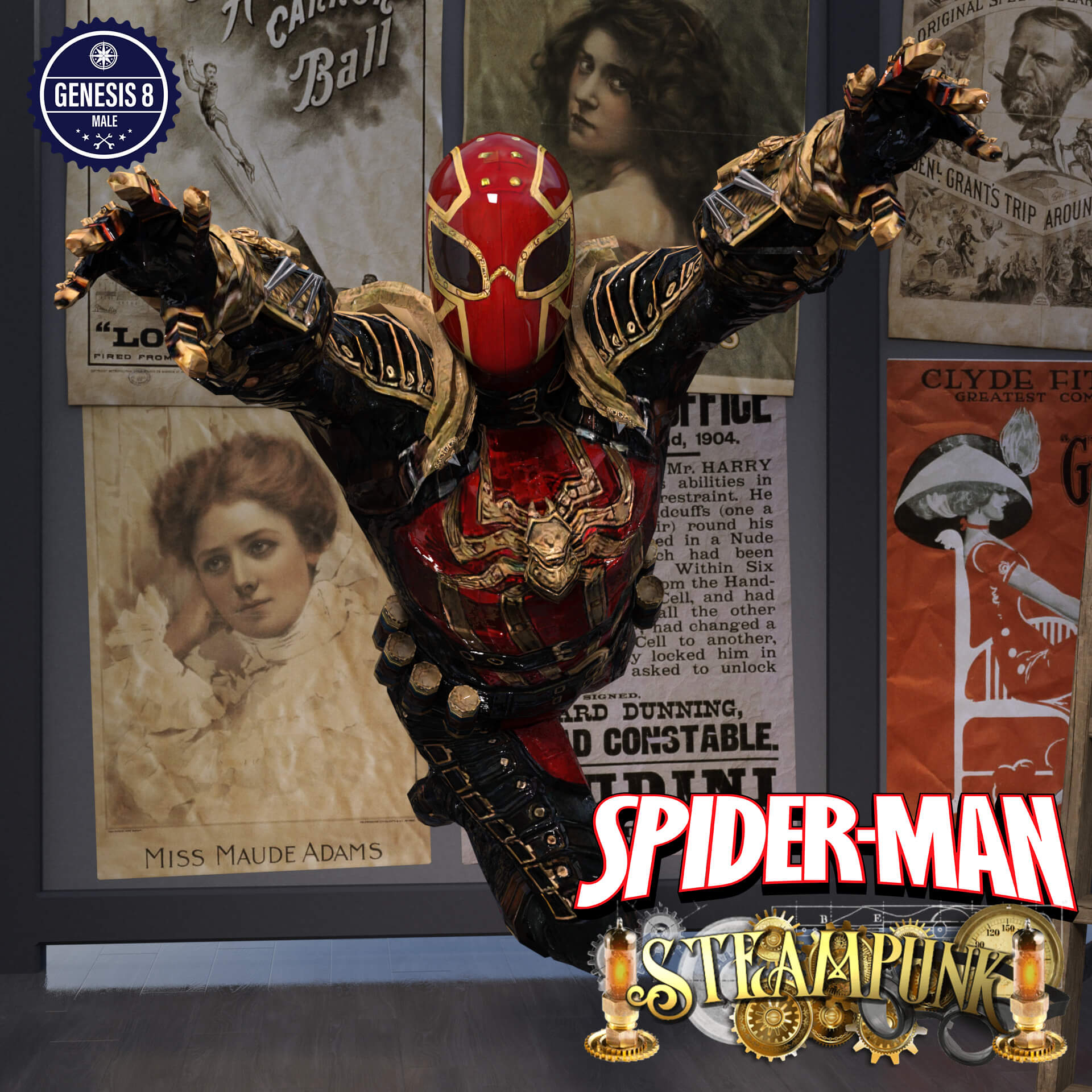 Lyko3D Steampunk Spider-Man for G8M Daz Content by LykoModels