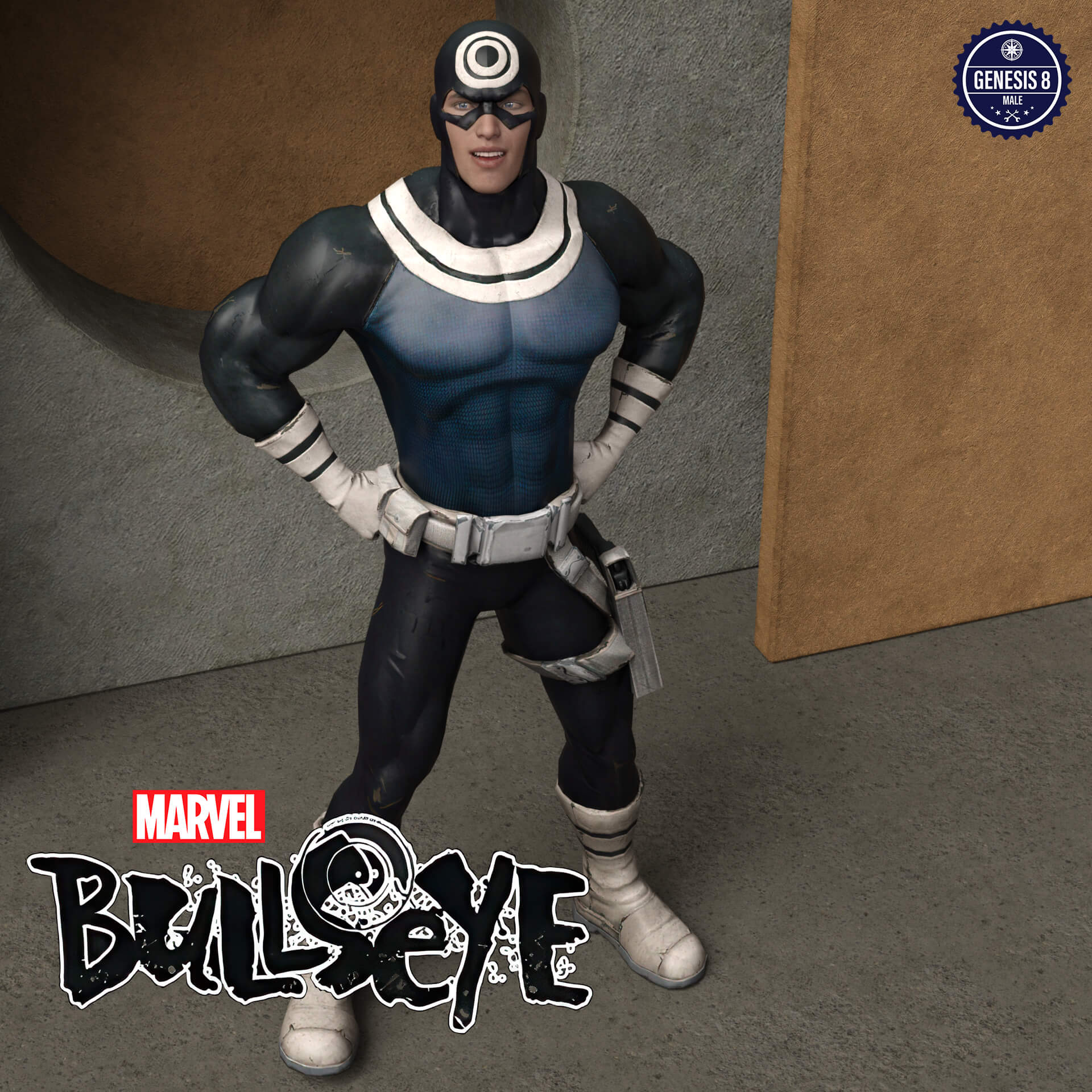 Lyko3D Ultimate Comic Bullseye Outfit for G8M - Daz Content by LykoModels